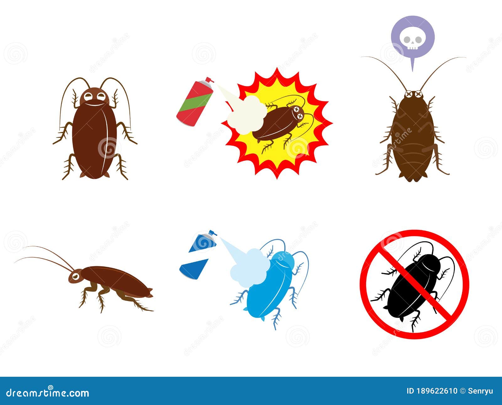 Cockroach set stock vector. Illustration of nature, icon - 189622610