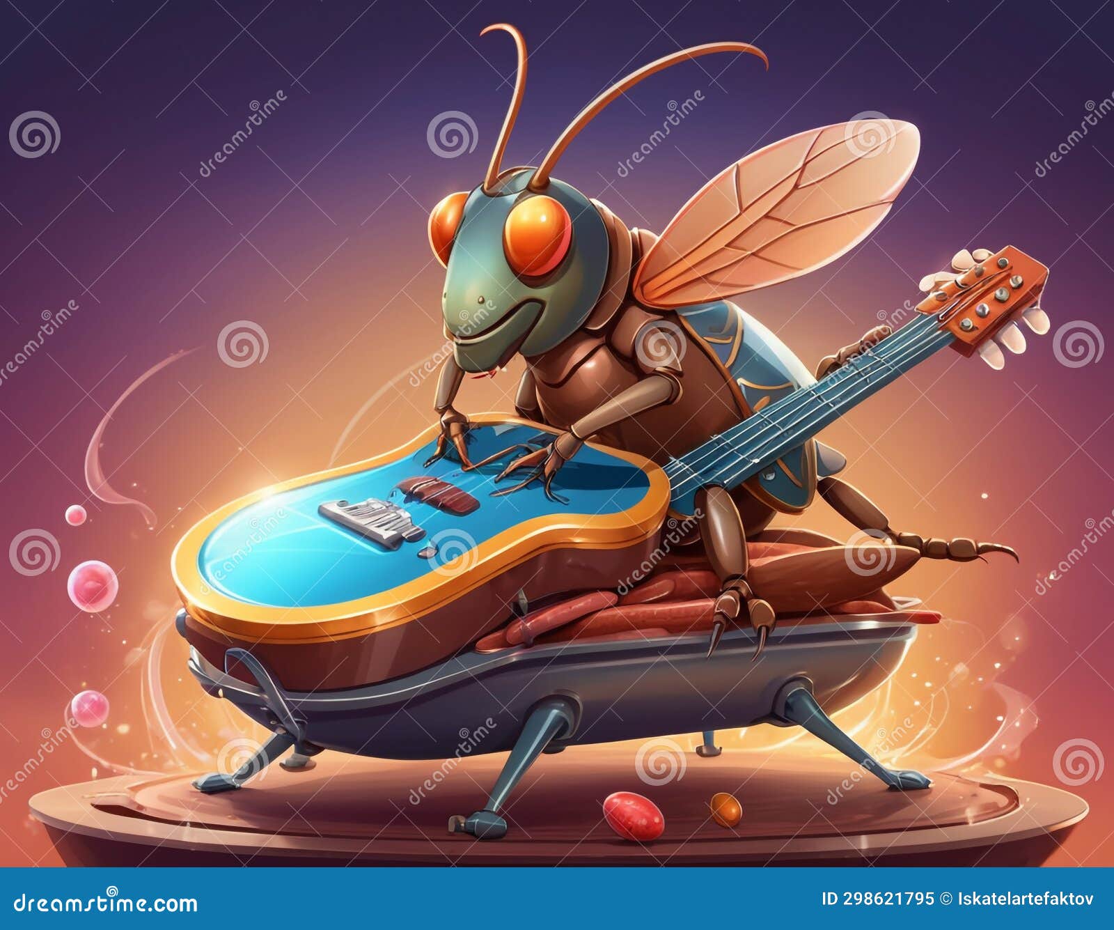 A Cockroach Sits on a Plate with an Egg and Two Sausages Stock ...