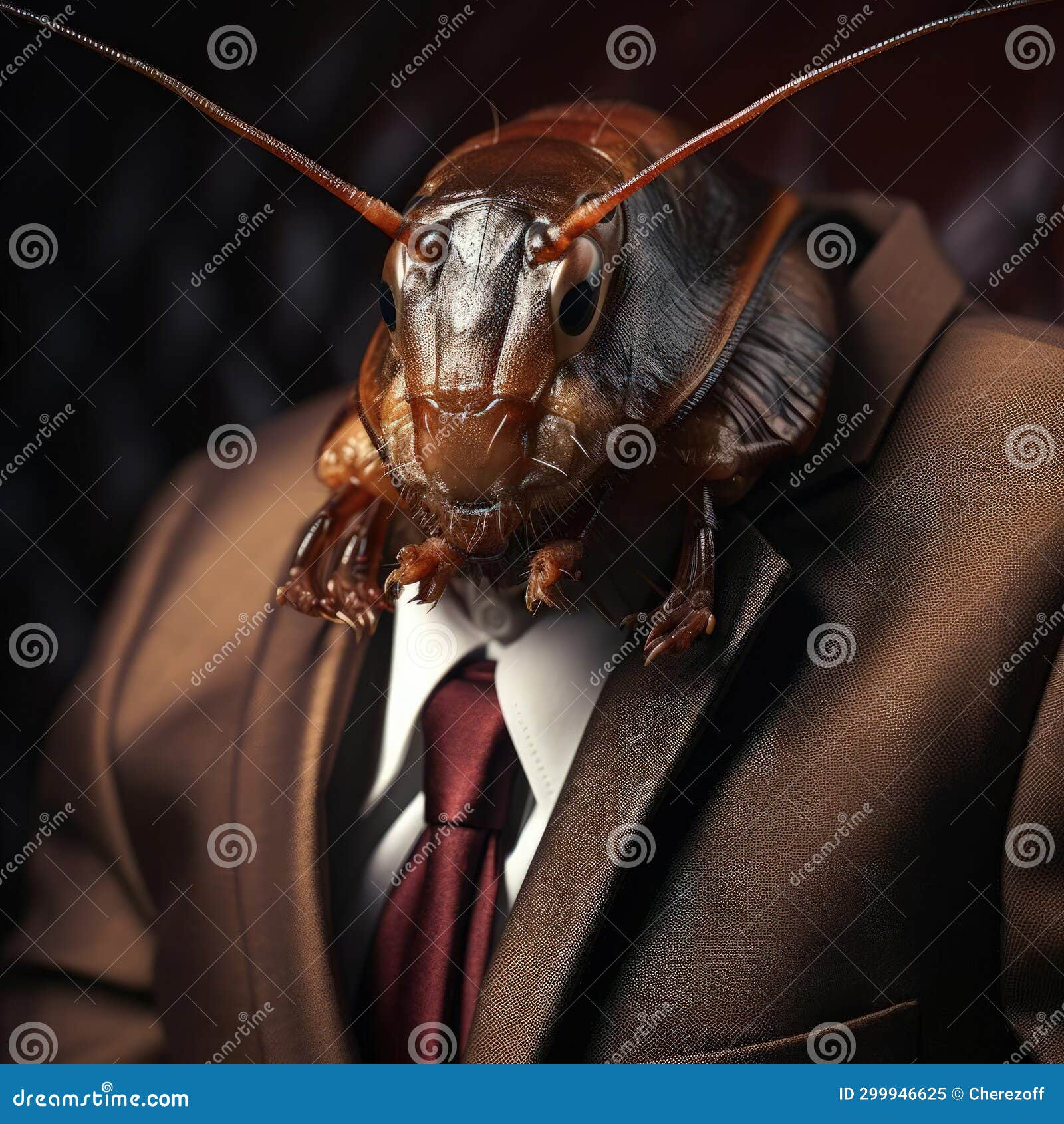 Cockroach in suit and tie stock illustration. Illustration of head ...