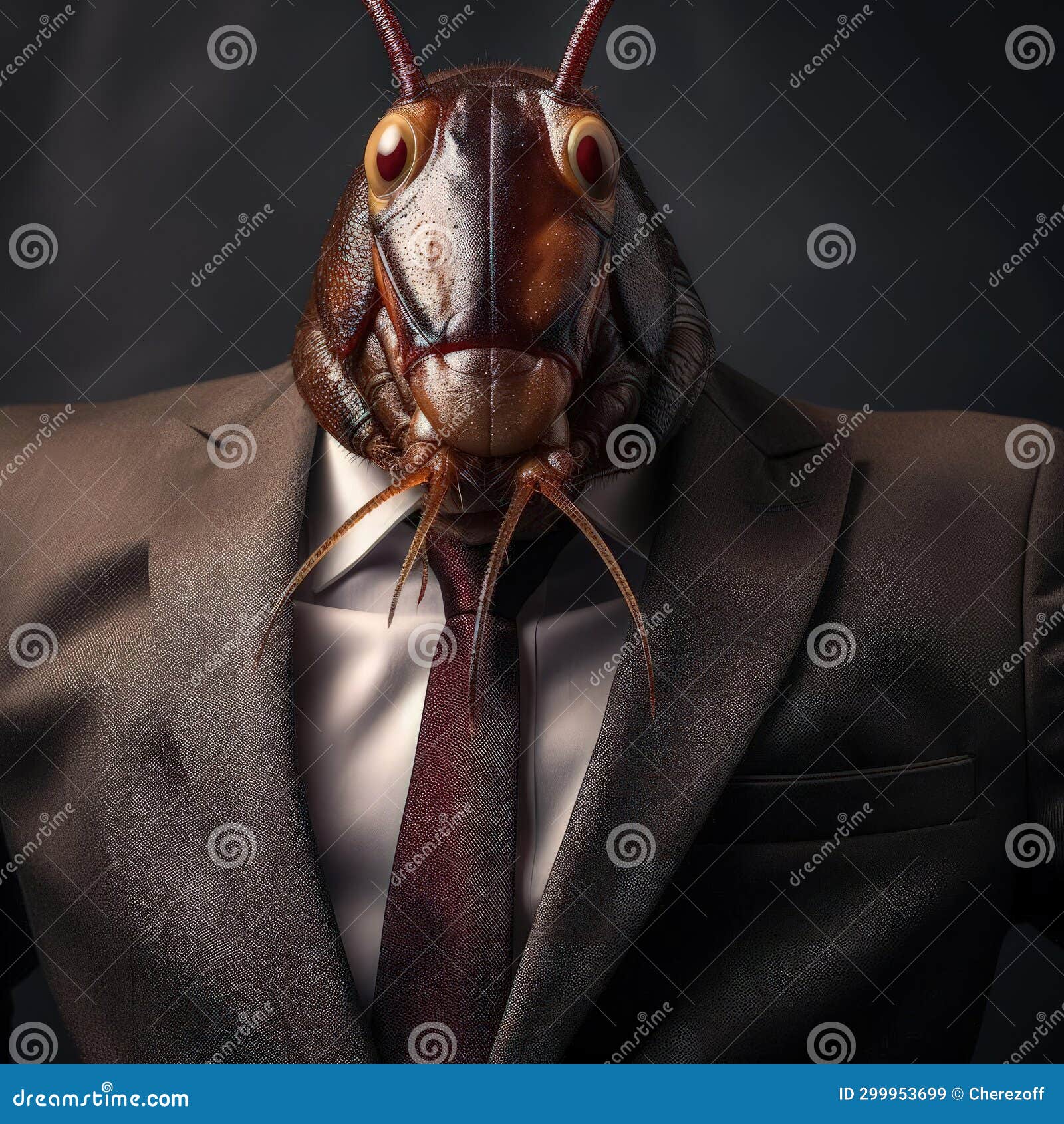Cockroach in suit and tie stock illustration. Illustration of mask ...