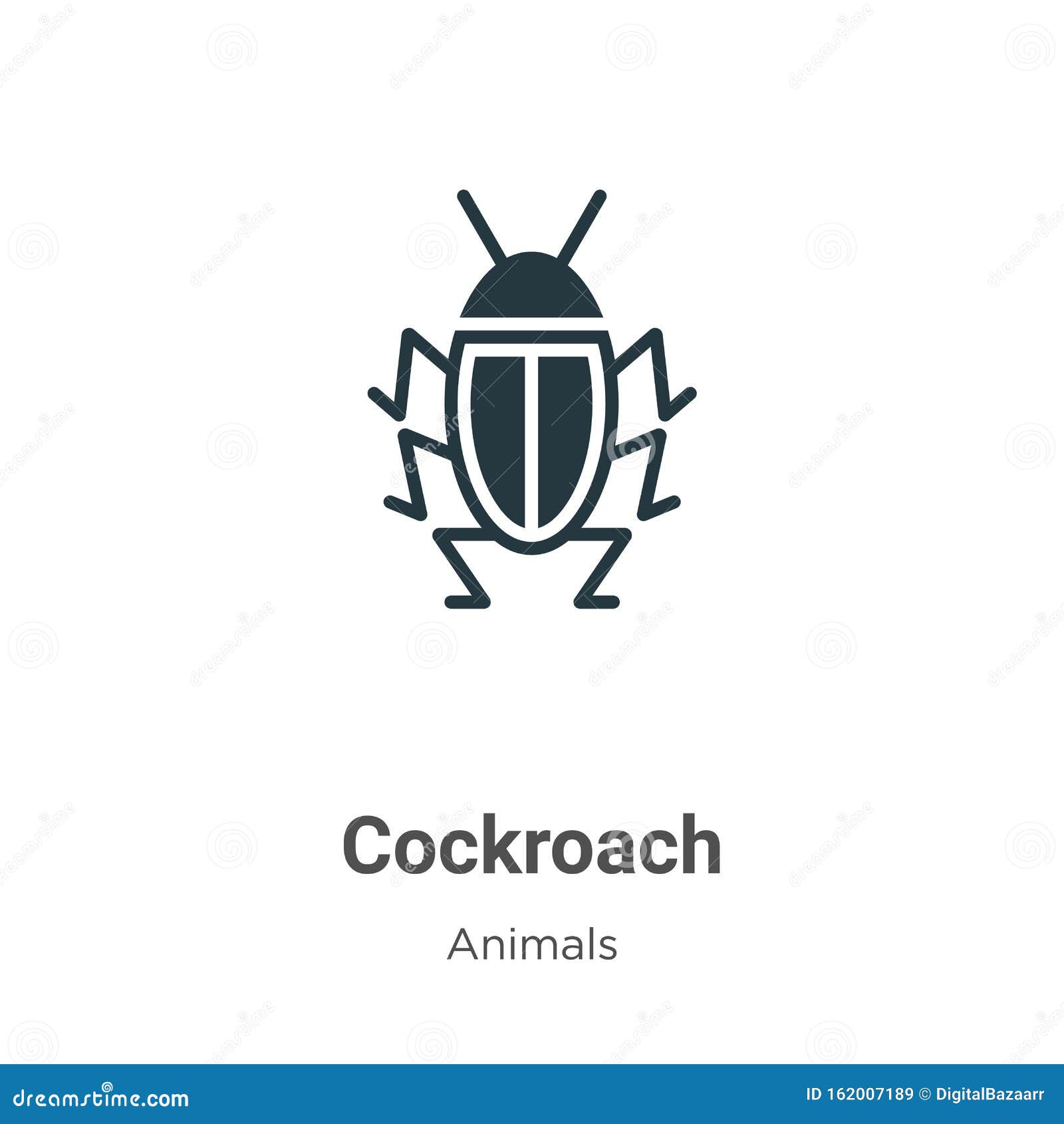 Cockroach Vector Icon on White Background. Flat Vector Cockroach Icon ...