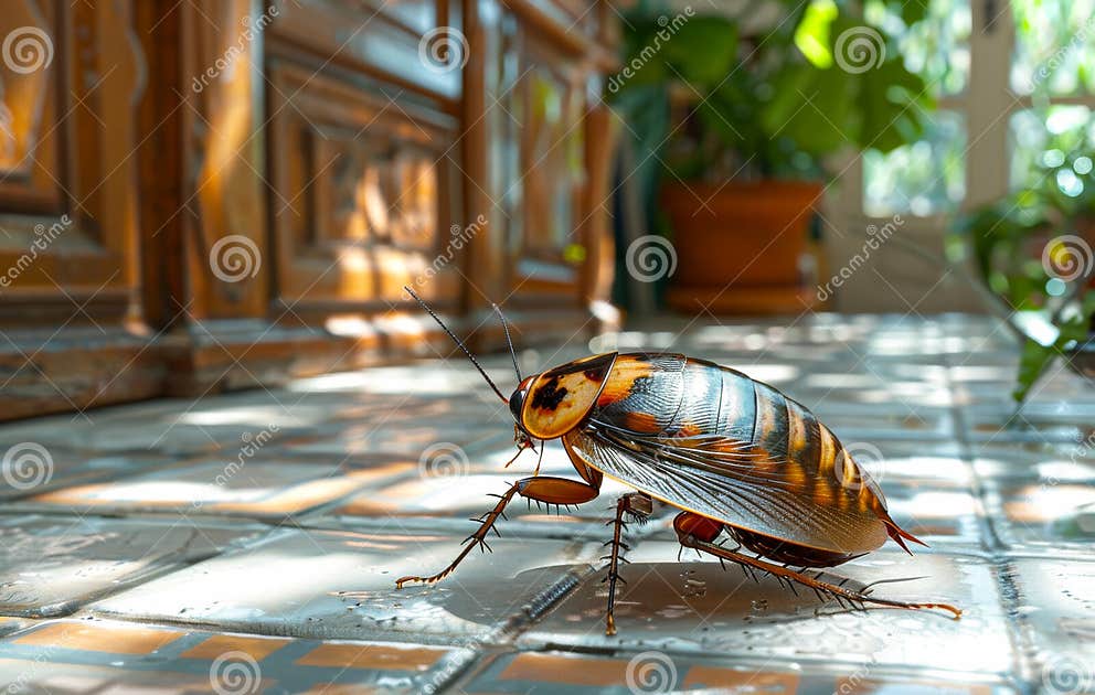 Cockroach Walking on the Floor in the House. a Roach Crawling on the ...