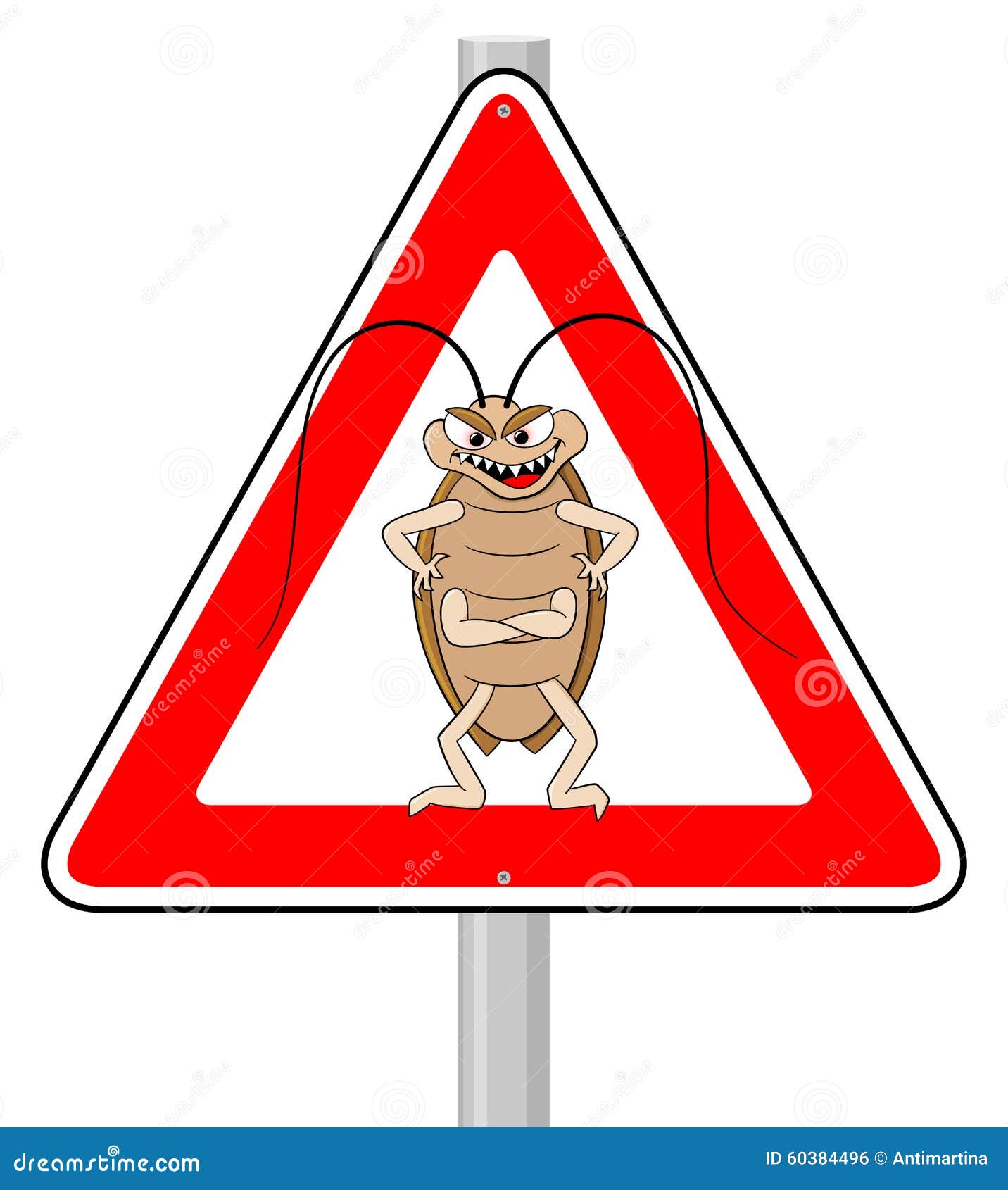 Cockroach Warning Sign, Vector Illustration On White Background. Red ...