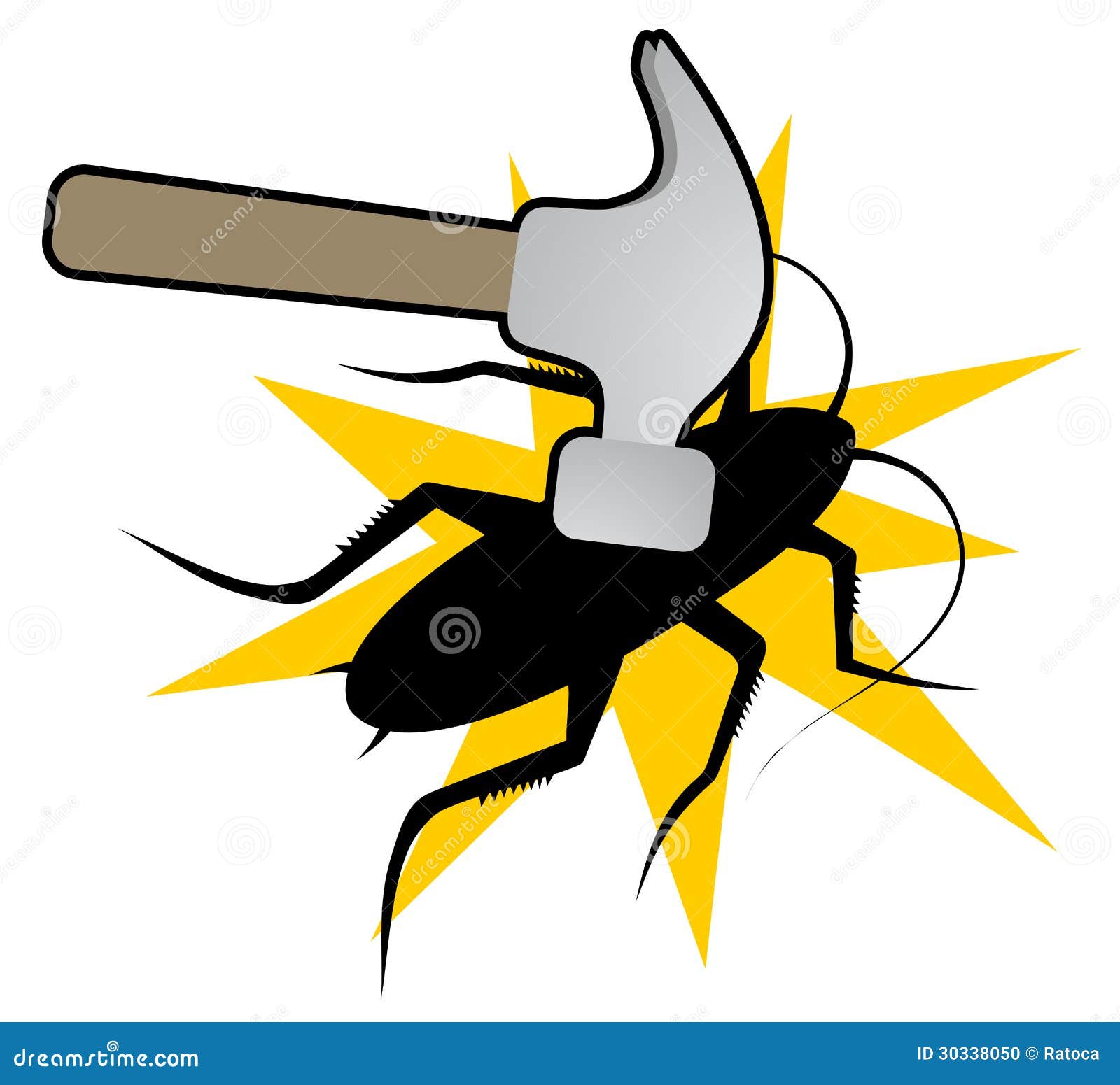 Cockroaches and hammer stock vector. Illustration of insecticide - 30338050