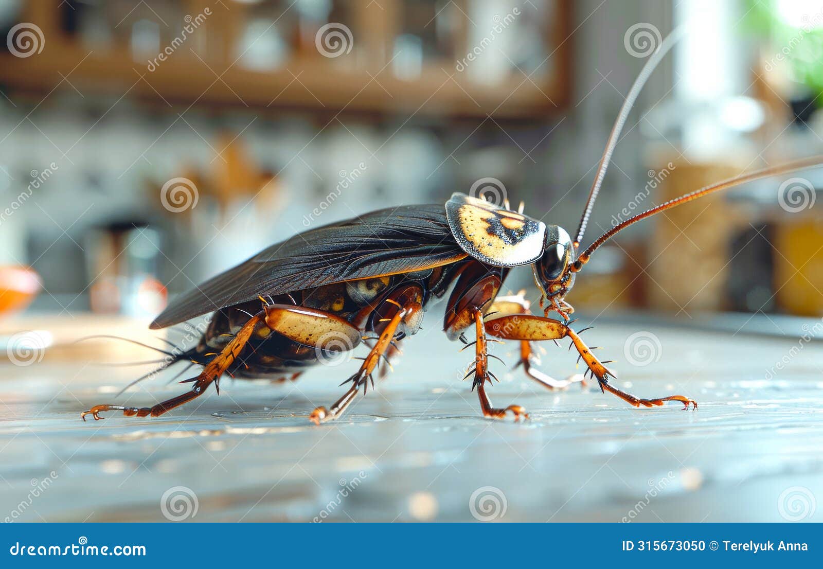 Cockroaches are Walking on the Table in the Kitchen. Stock Photo ...