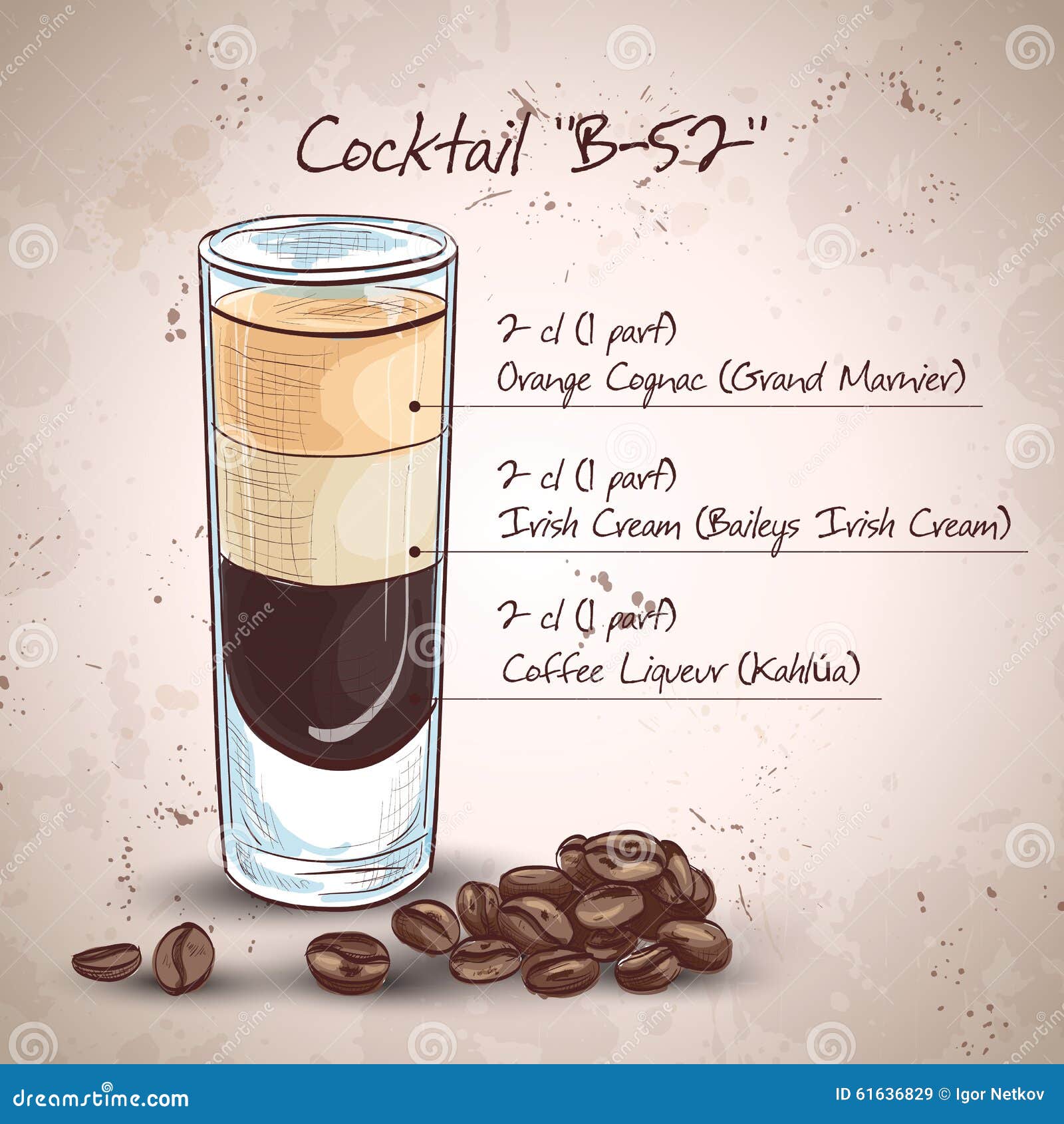 Cocktail B 52 Cartoon Vector | CartoonDealer.com #61636829