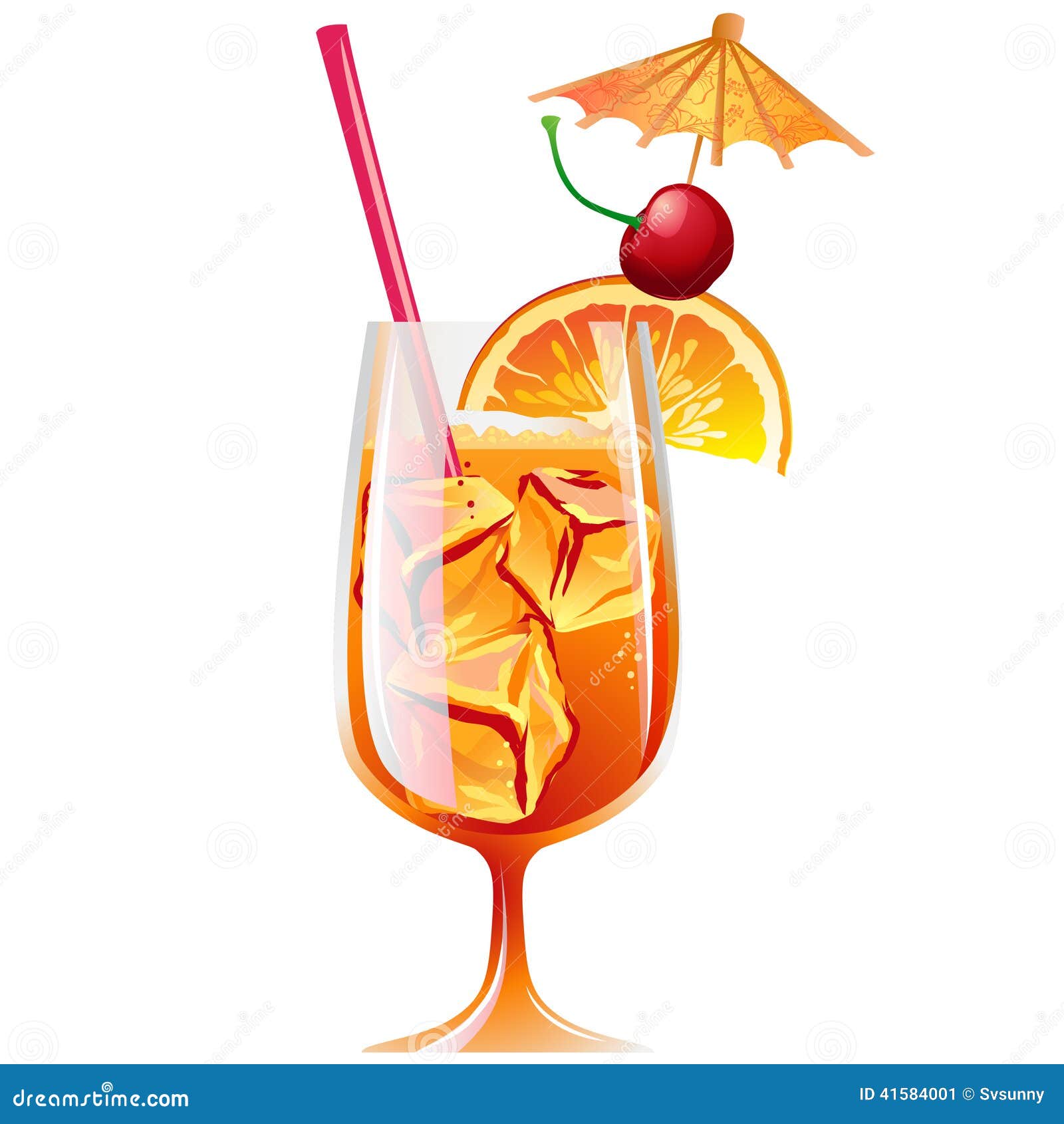 Cocktail Bahama Mama with Ice and Garnish Stock Vector - Illustration ...