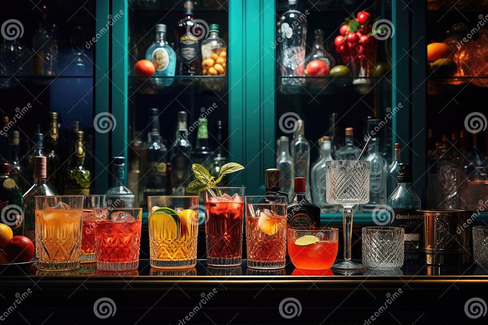 Cocktail Bar With Alcohol Glass Nightclub Concept Stock Image Image