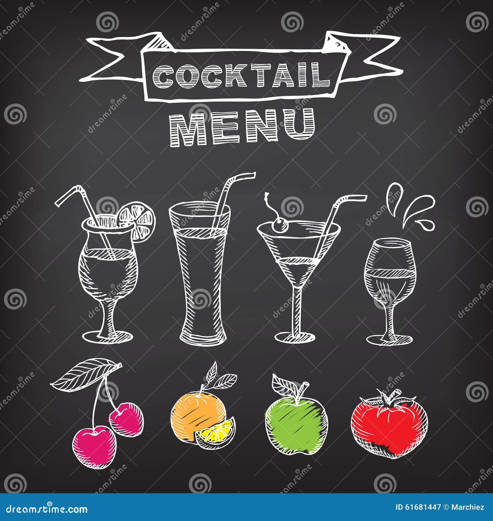 Cocktail Bar Menu Template Designvector Illustration Stock Vector