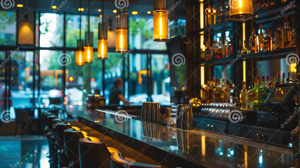 Cocktail Bartenders Serving Drinks in a Chic Hotel Bar Stock Image ...