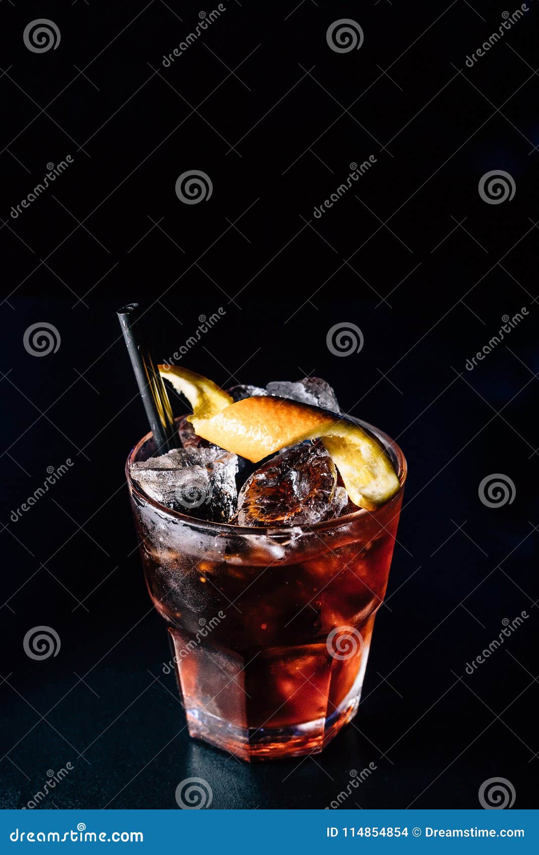 Cocktail on a Black Background Stock Photo - Image of color, blue ...