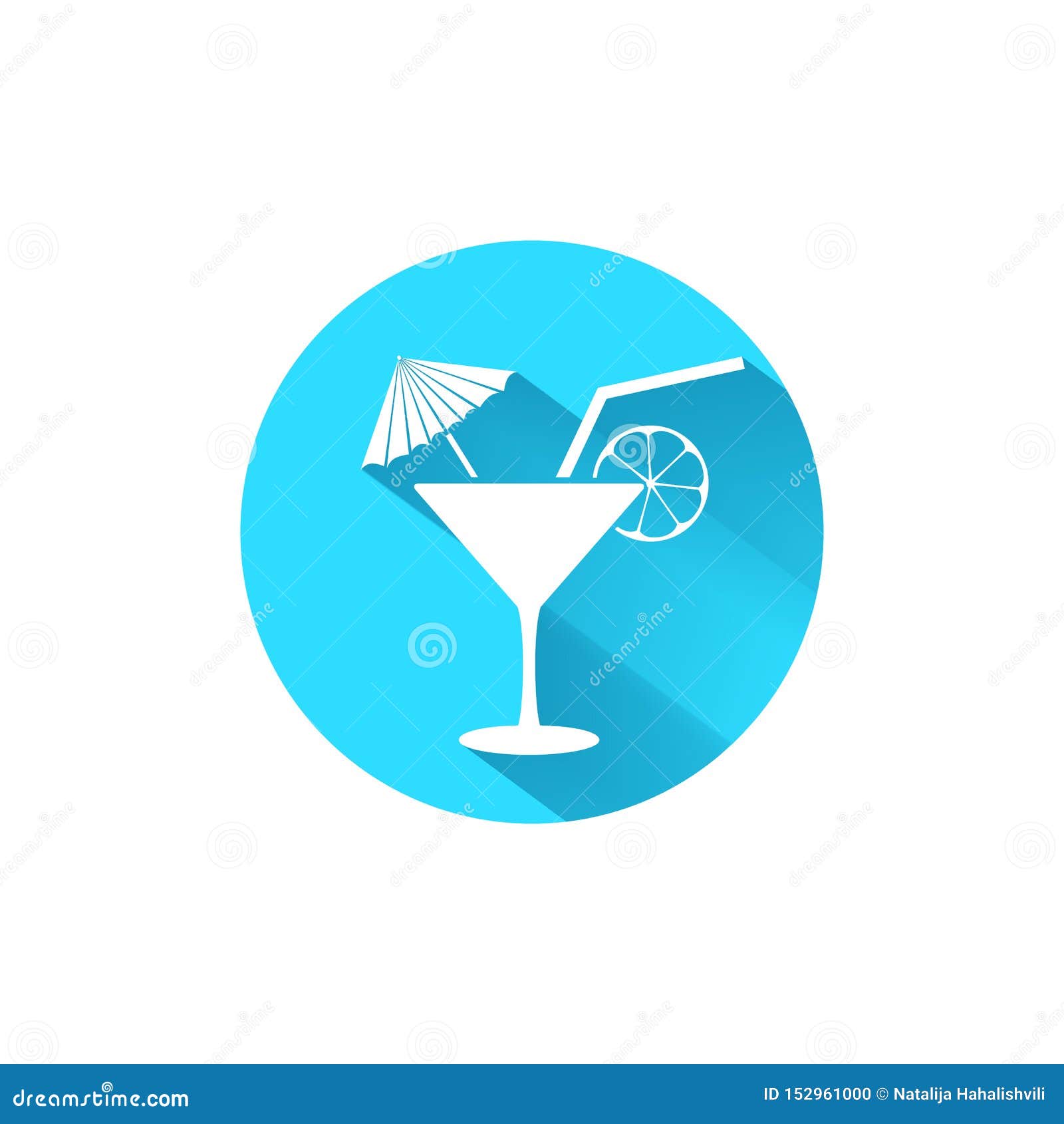 Cocktail Blue Icon Template. Flat Style Stock Vector - Illustration of ...