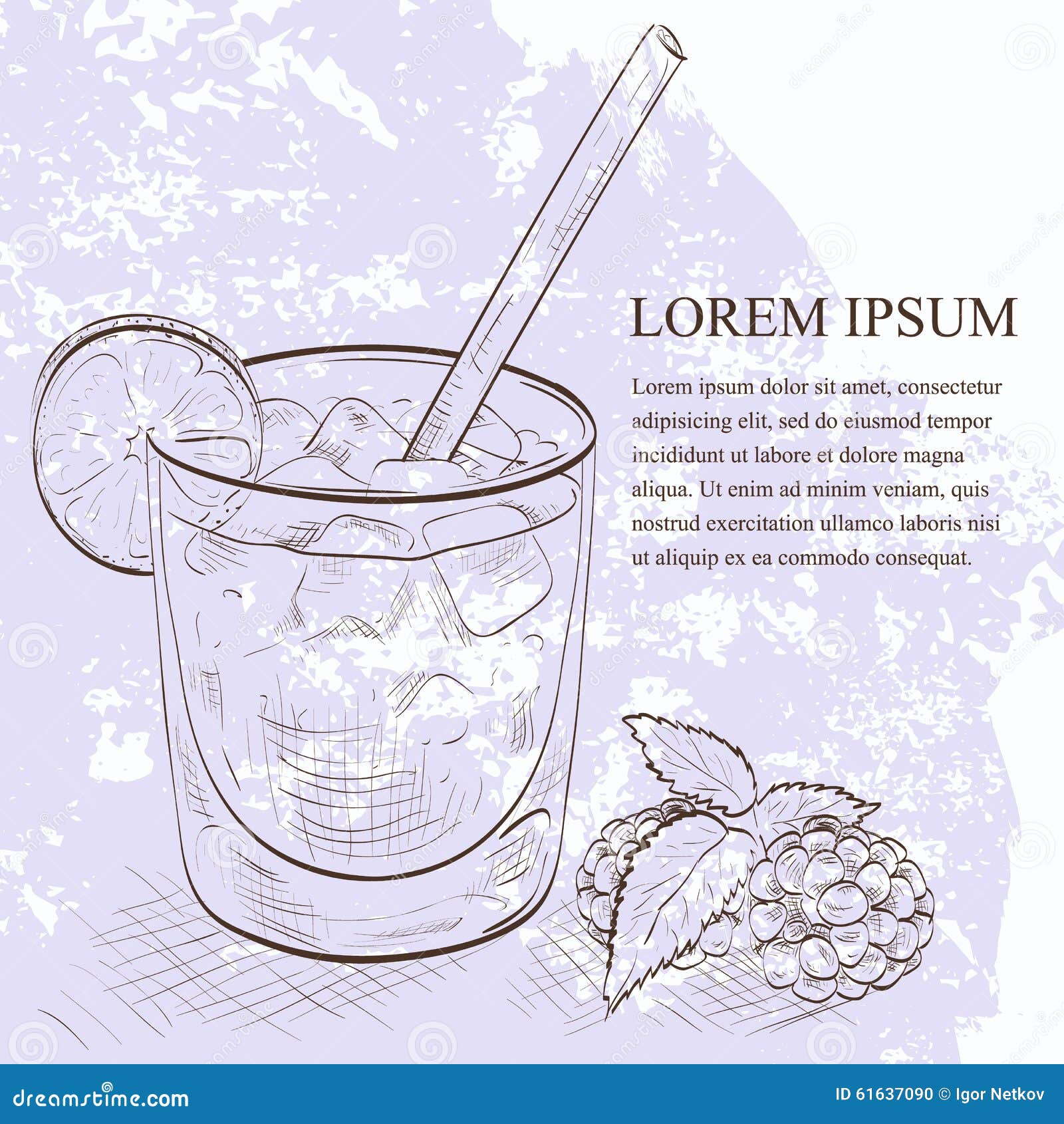 Cocktail Bramble scetch stock vector. Illustration of diet - 61637090