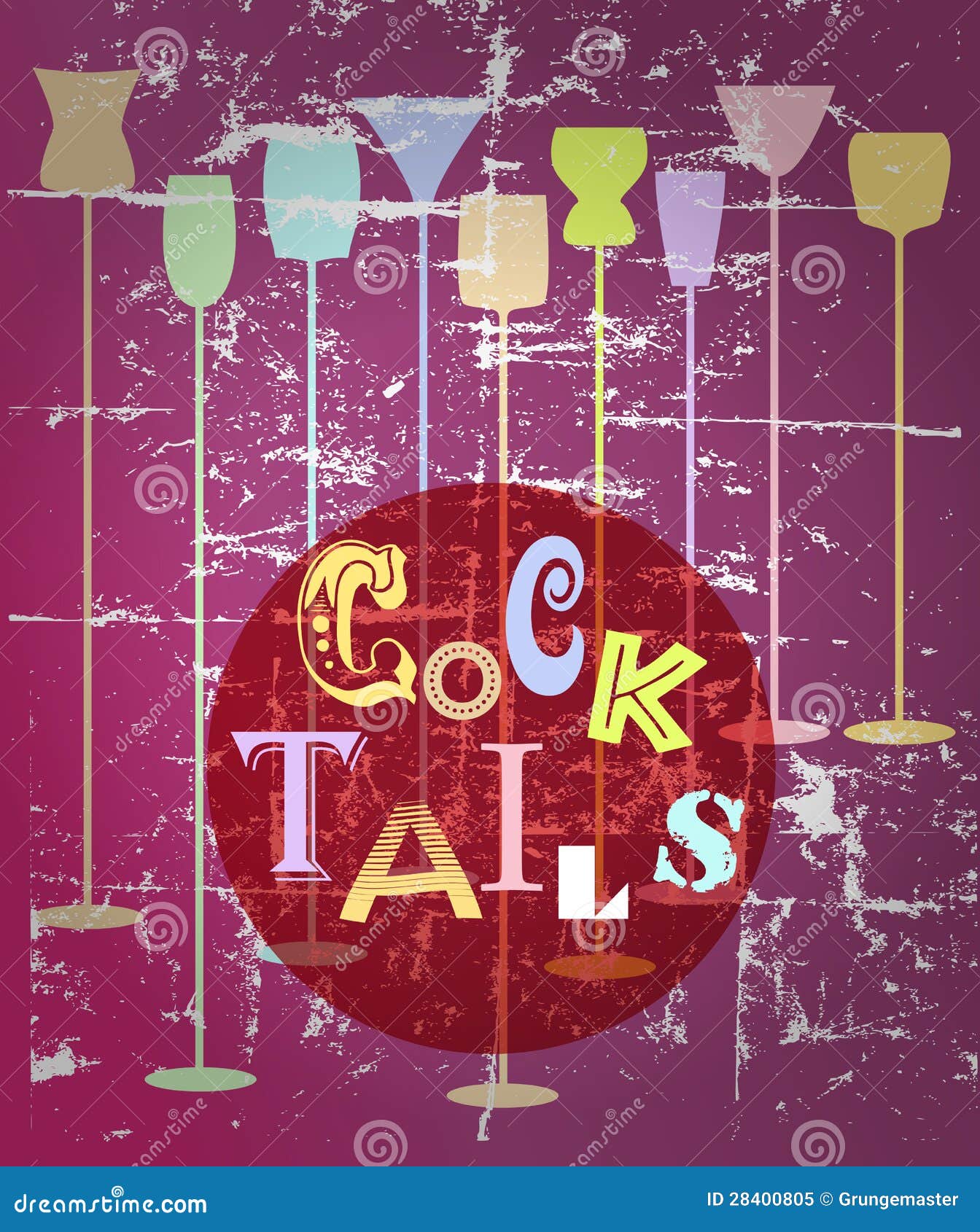 Cocktail card stock vector. Illustration of sixties, poster - 28400805