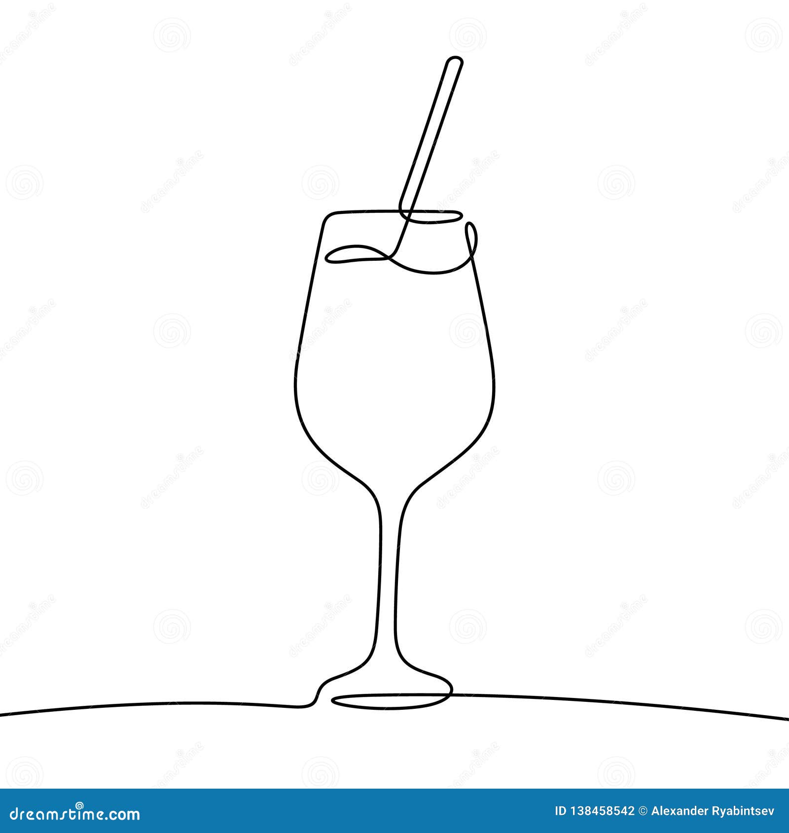 Cocktail Continuous Line Vector Illustration Stock Vector