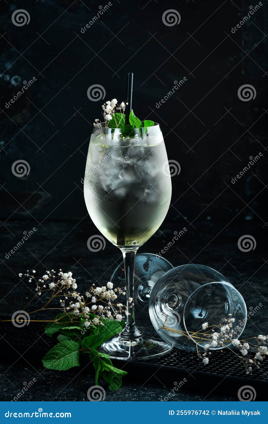 Cocktail. a Cooling Alcoholic Cocktail with Mint in a Glass Stock Photo ...
