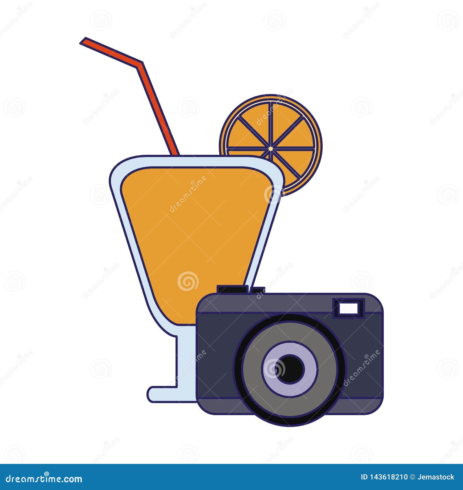 Cocktail Cup and Vintage Camera Stock Vector - Illustration of ...