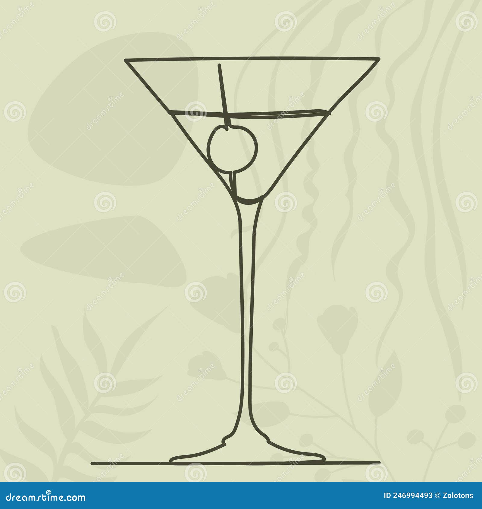 Cocktail Drawing by One Continuous Line, Isolated Stock Vector ...