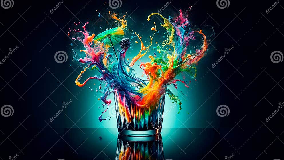 Cocktail Explosion in a Glass. Generated AI Stock Illustration ...