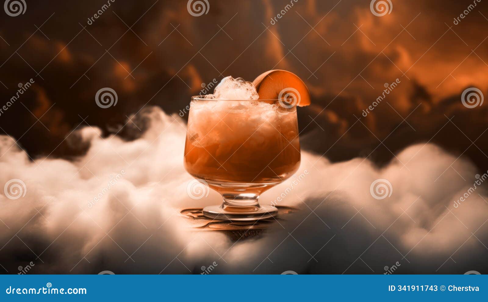 Cocktail with a Fluffy Clouds Background. Magic Fantasy Drink Concept ...