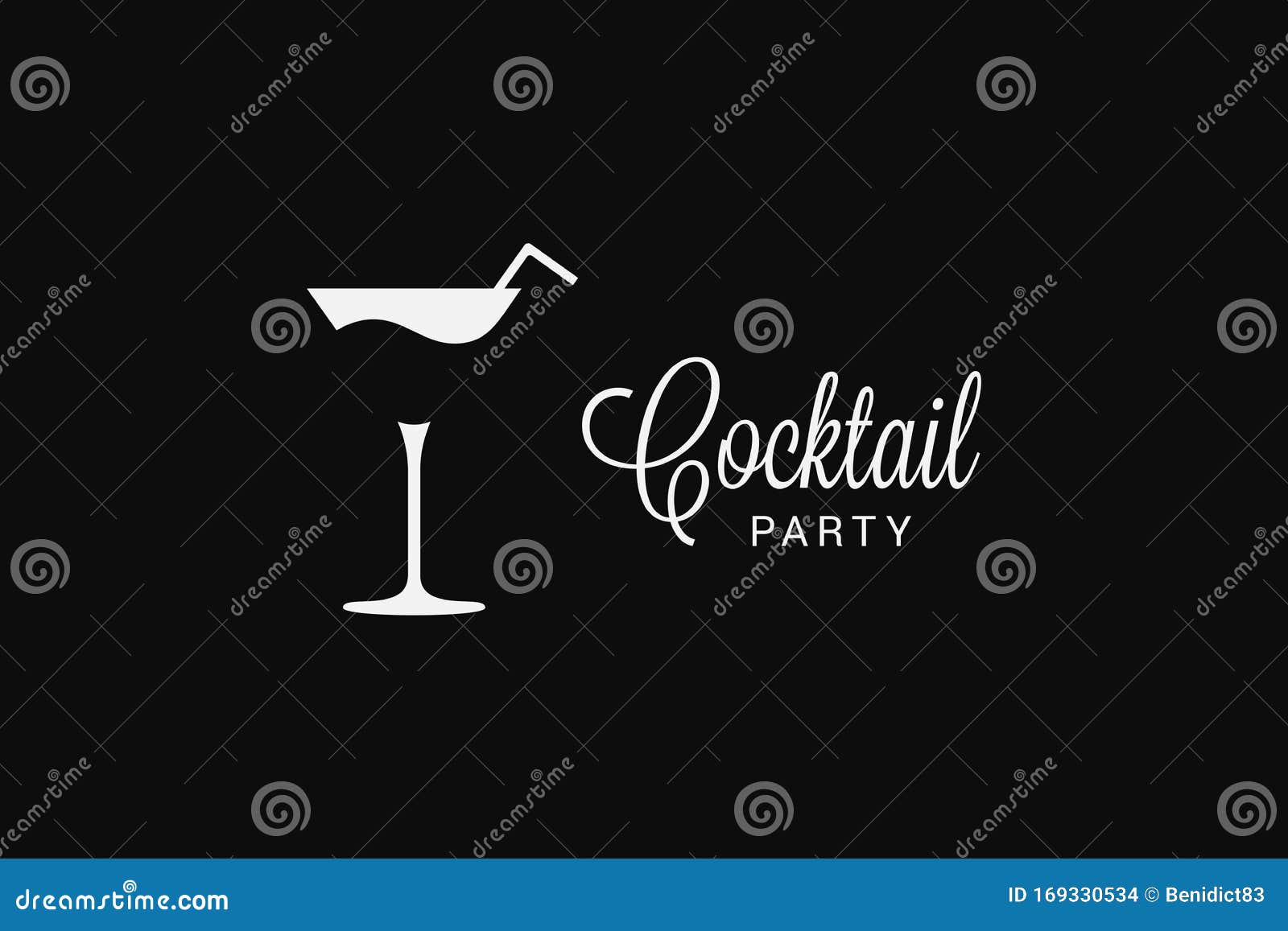 Cocktail Fresh Glass Logo on Black Background Stock Vector ...