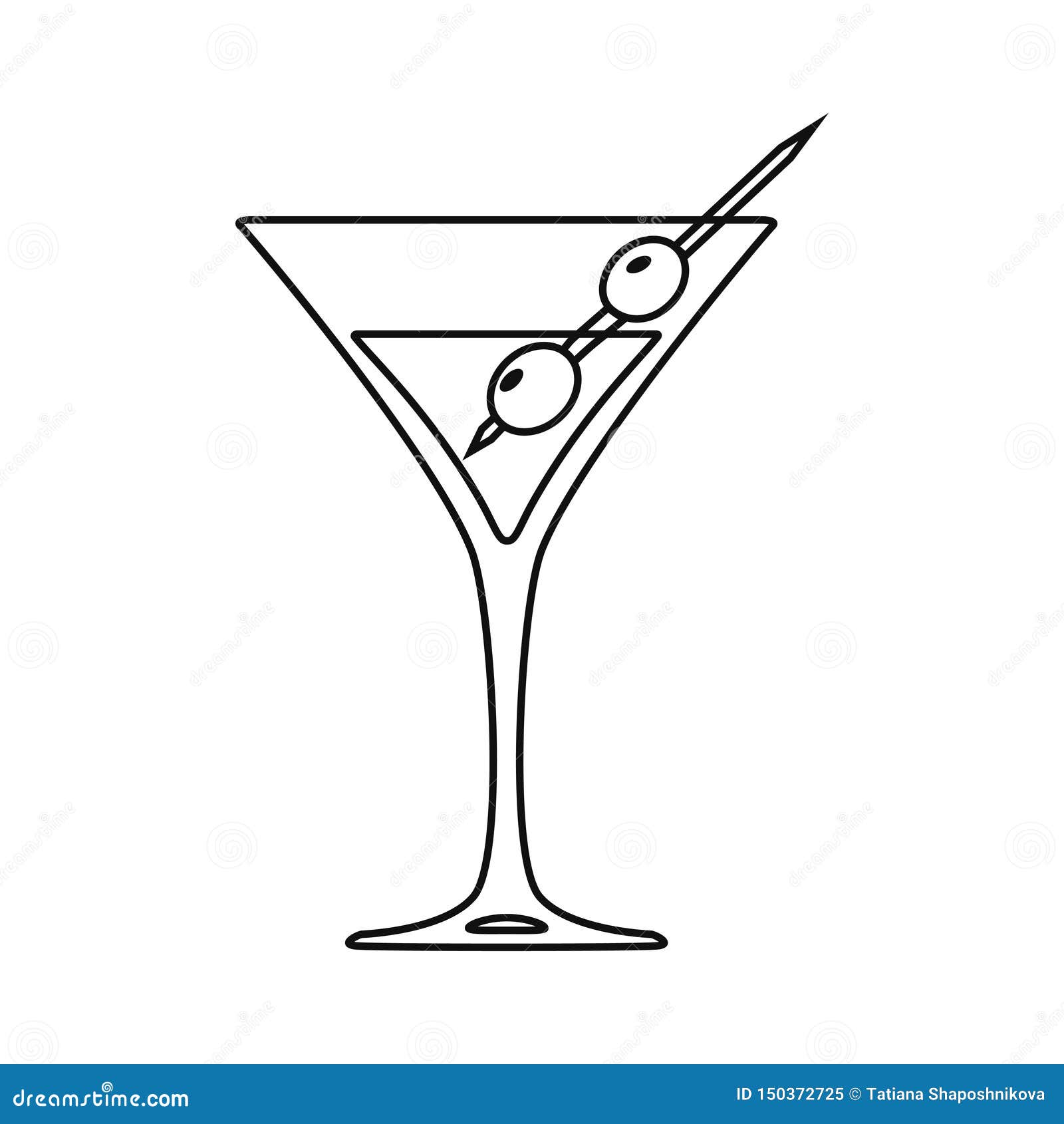 Cocktail Glass Line Art Design on White Background Stock Illustration ...