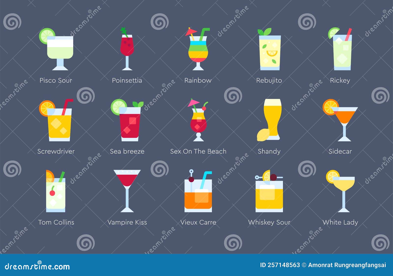 Cocktail Icon Set 5, Alcoholic Mixed Drink Vector Stock Vector ...