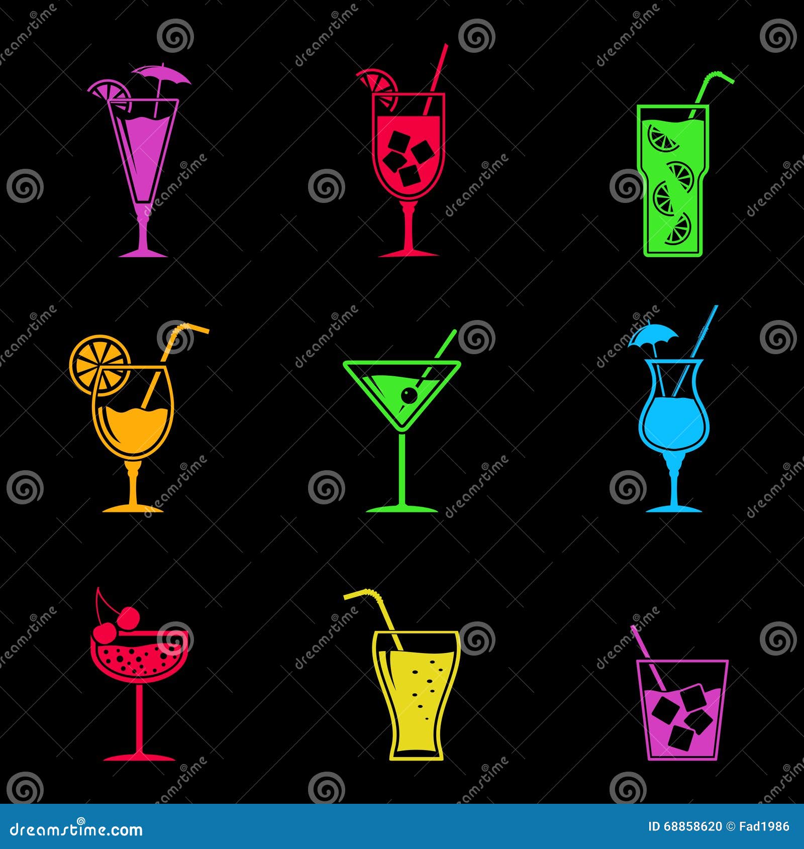 Cocktail icons stock vector. Illustration of martini - 68858620