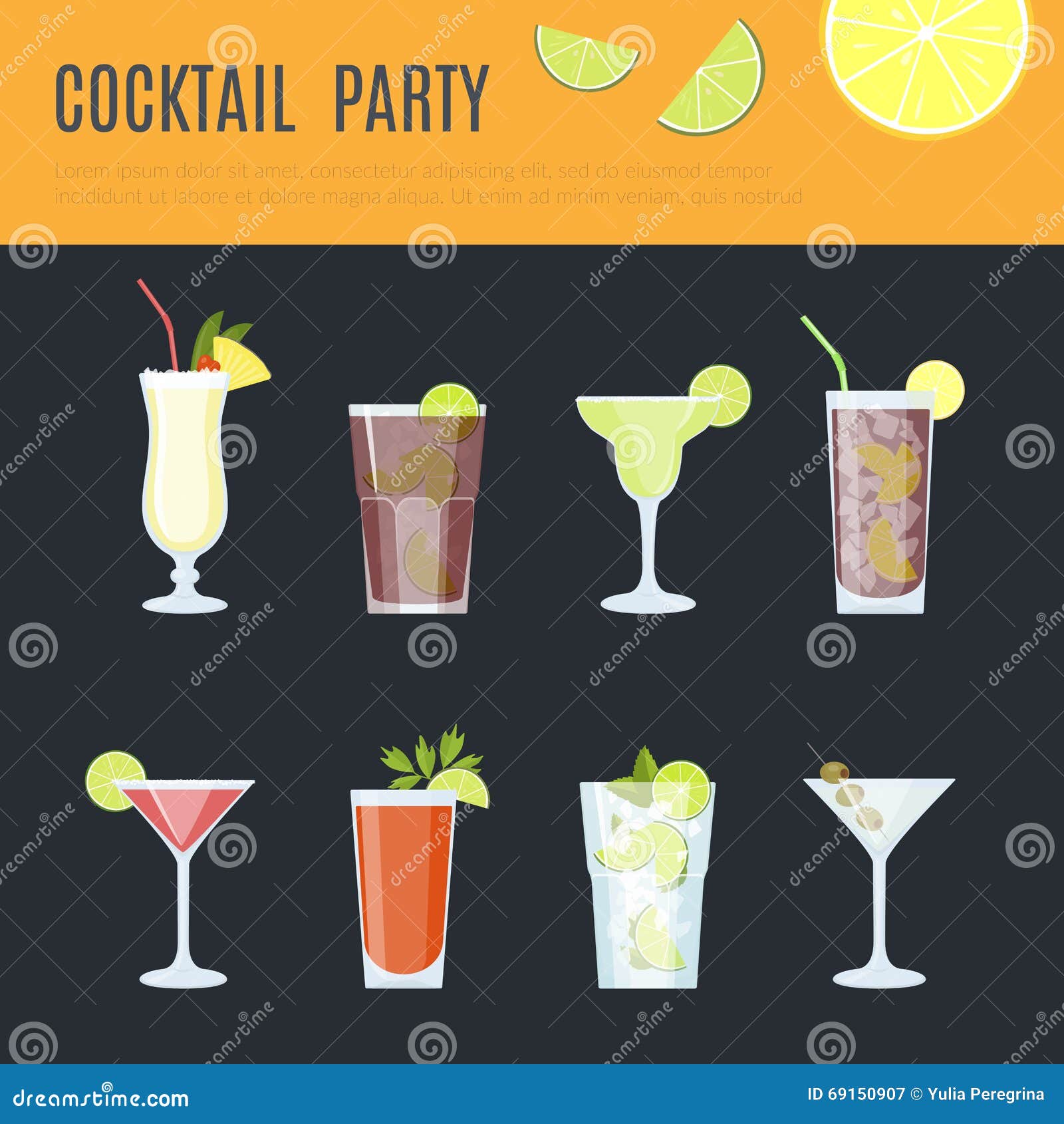 Cocktail Infographic Set. Vector Illustration Stock Vector ...
