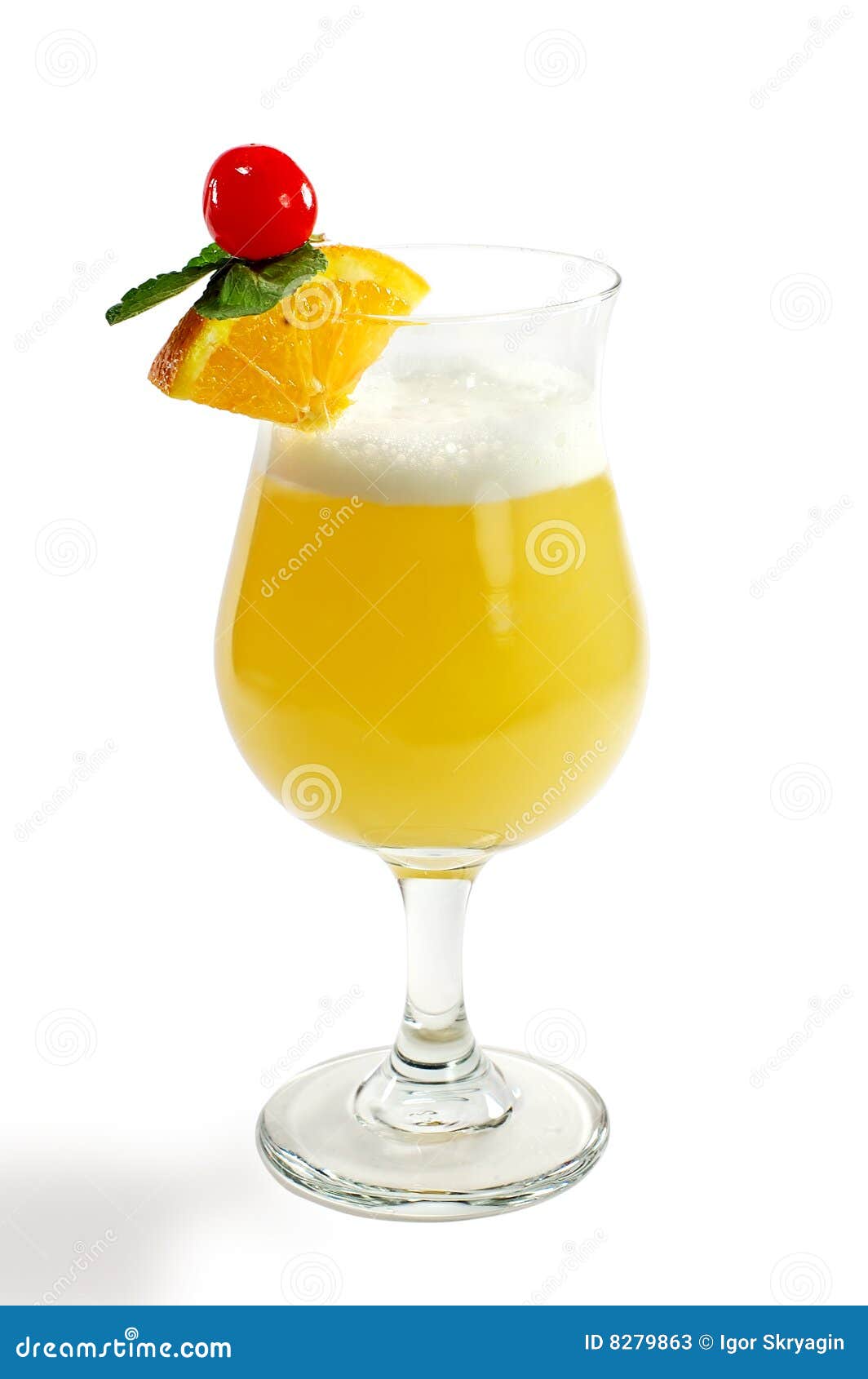 Cocktail with a Lemon and a Cherry Stock Image - Image of juicy ...