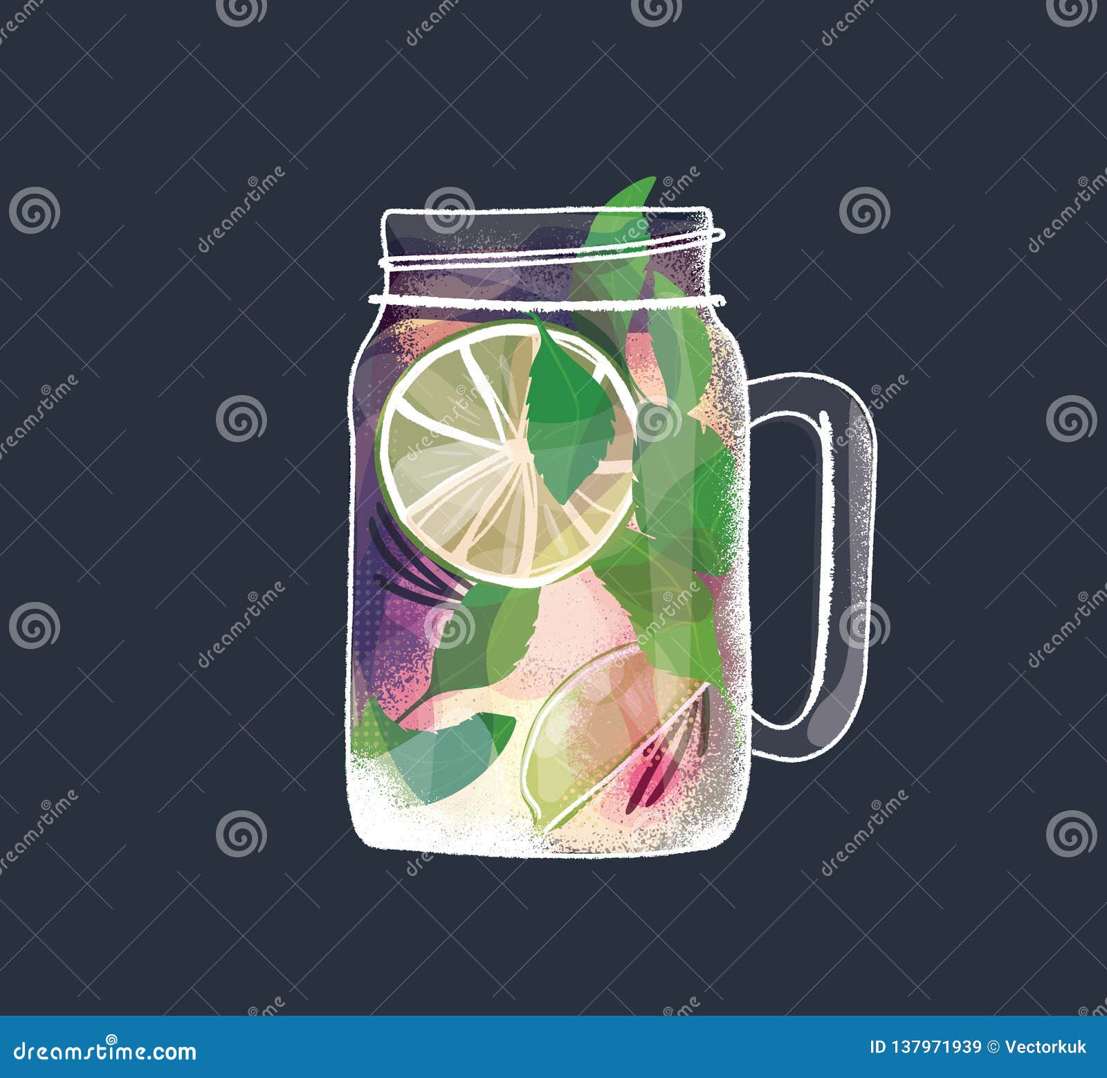 Cocktail with Lemon and Mint Vector Illustration Stock Vector ...