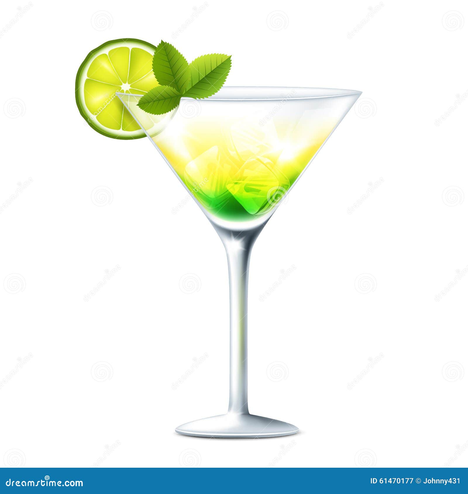 Cocktail with lime stock vector. Illustration of white - 61470177
