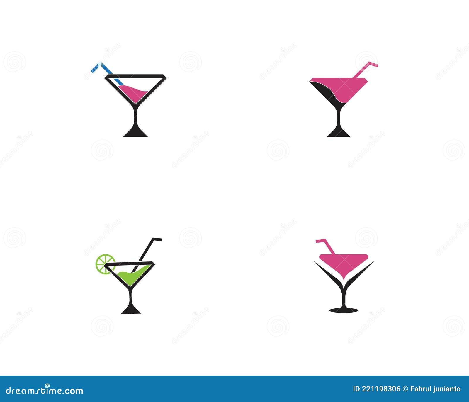 Cocktail Logo Vector Template Illustration Stock Vector - Illustration ...