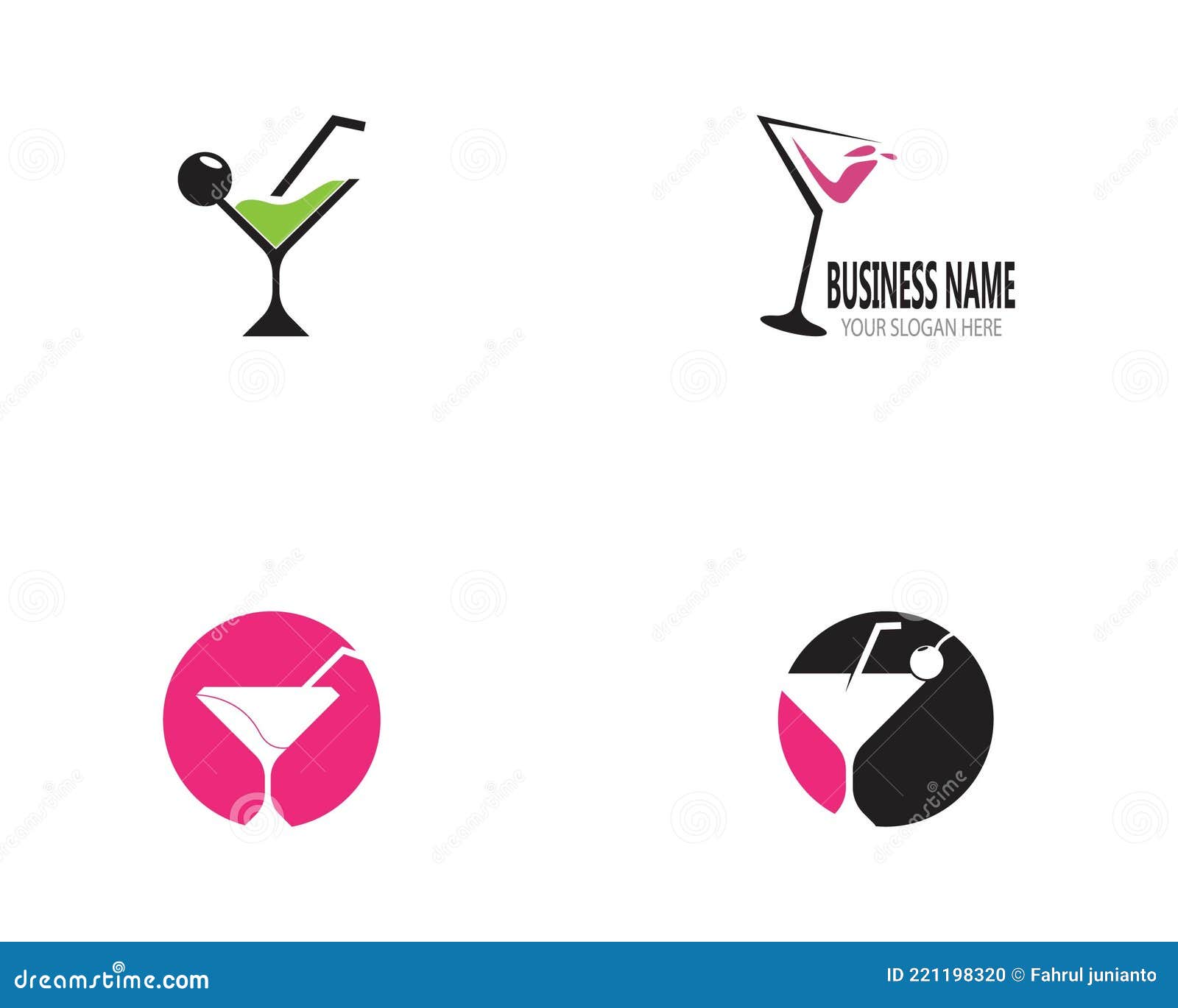 Cocktail Logo Vector Template Illustration Stock Vector - Illustration ...