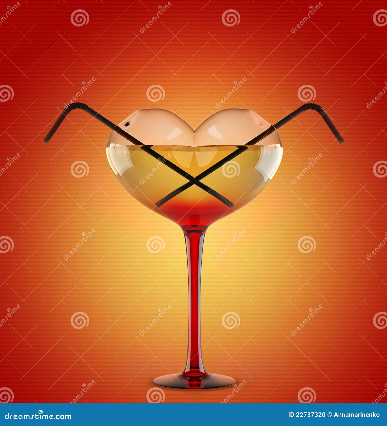 Cocktail for lovers stock illustration. Illustration of straw - 22737320