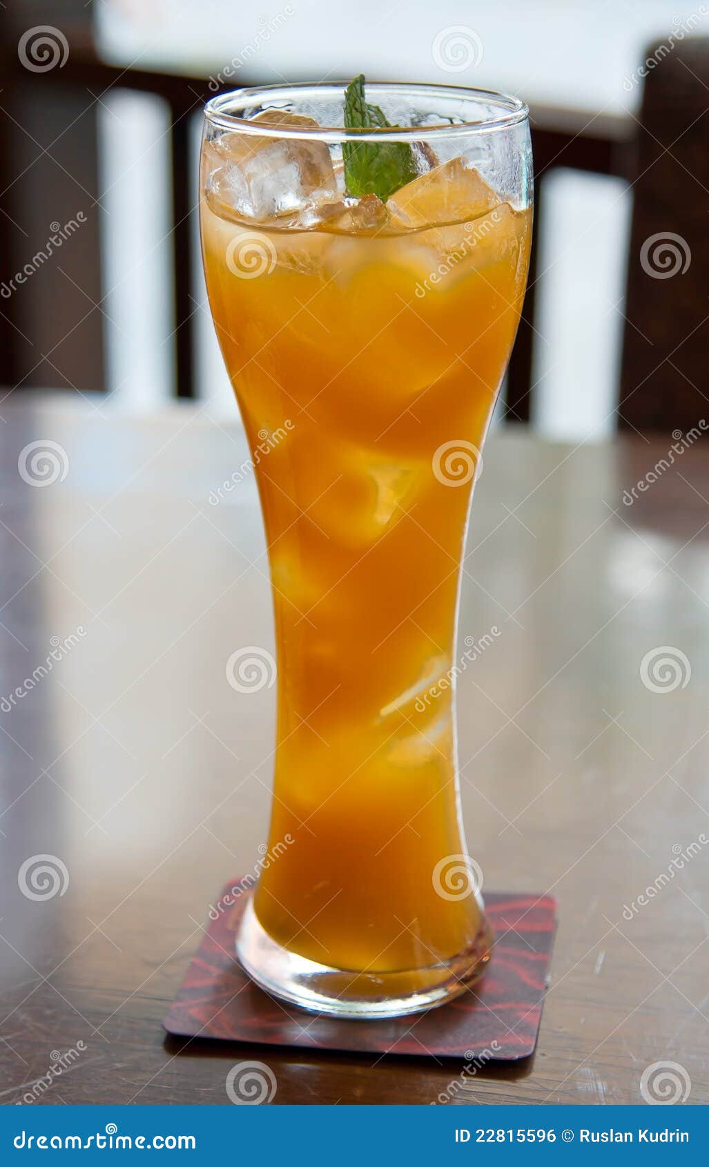 Cocktail, Mango Juice with Ice Cubes Stock Photo - Image of overhead ...