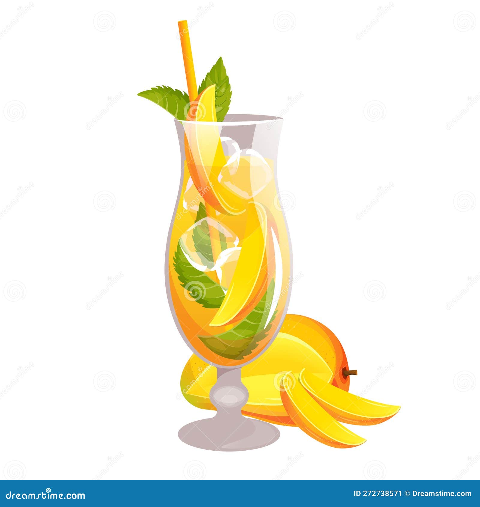 Cocktail with Mango.Summer, Refreshing Drink, Lemonade with Mint, Mango ...