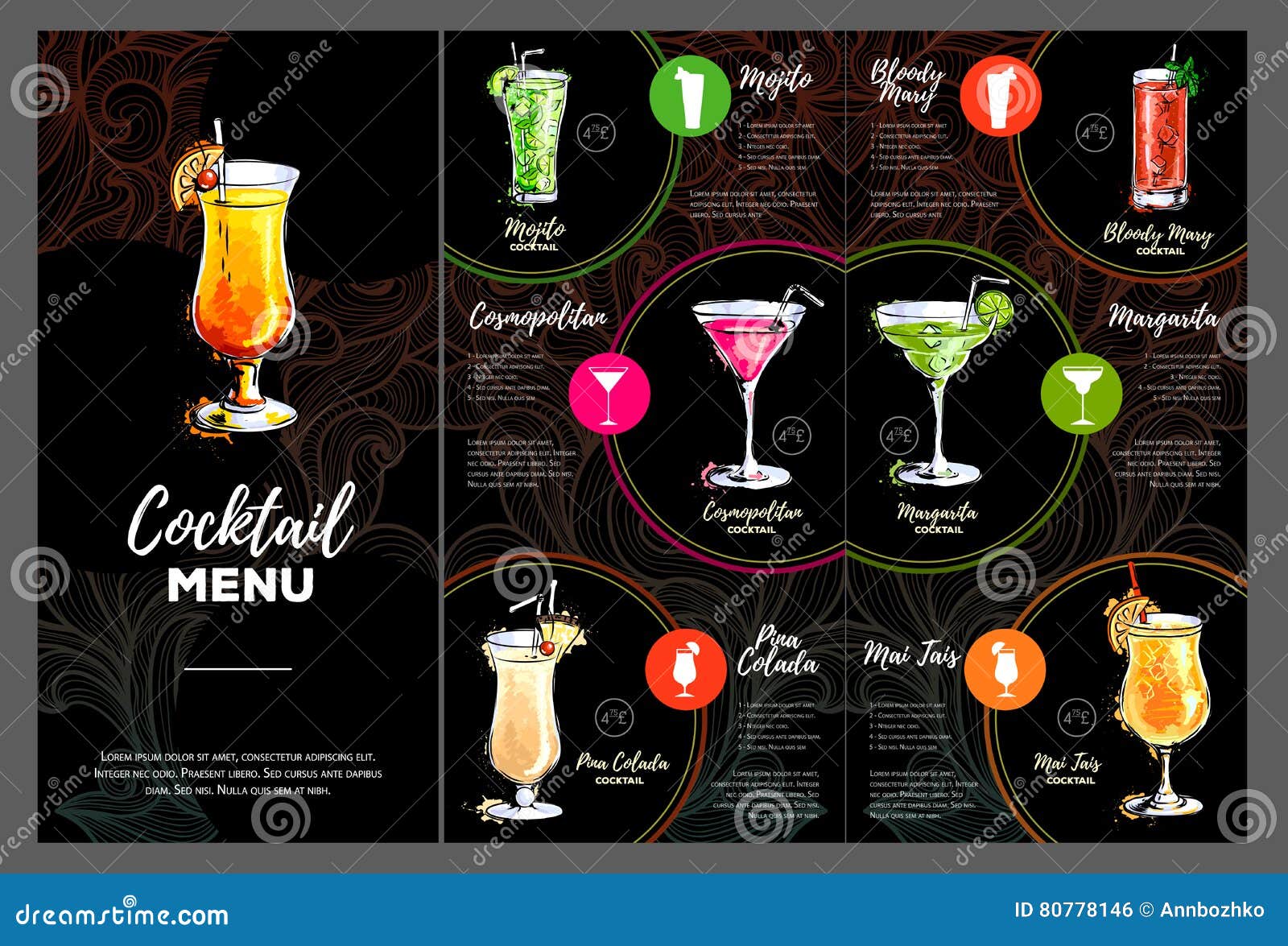 Cocktail menu design stock vector. Illustration of fashion - 80778146