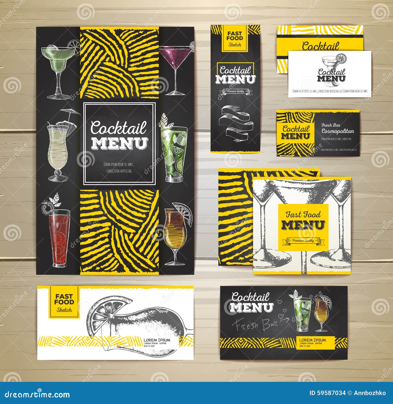 Cocktail Menu Document Template Stock Vector - Illustration of ...