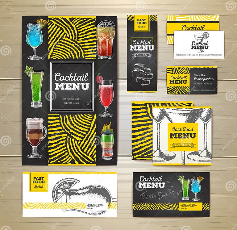 Cocktail Menu Document Template. Stock Vector - Illustration of paper ...