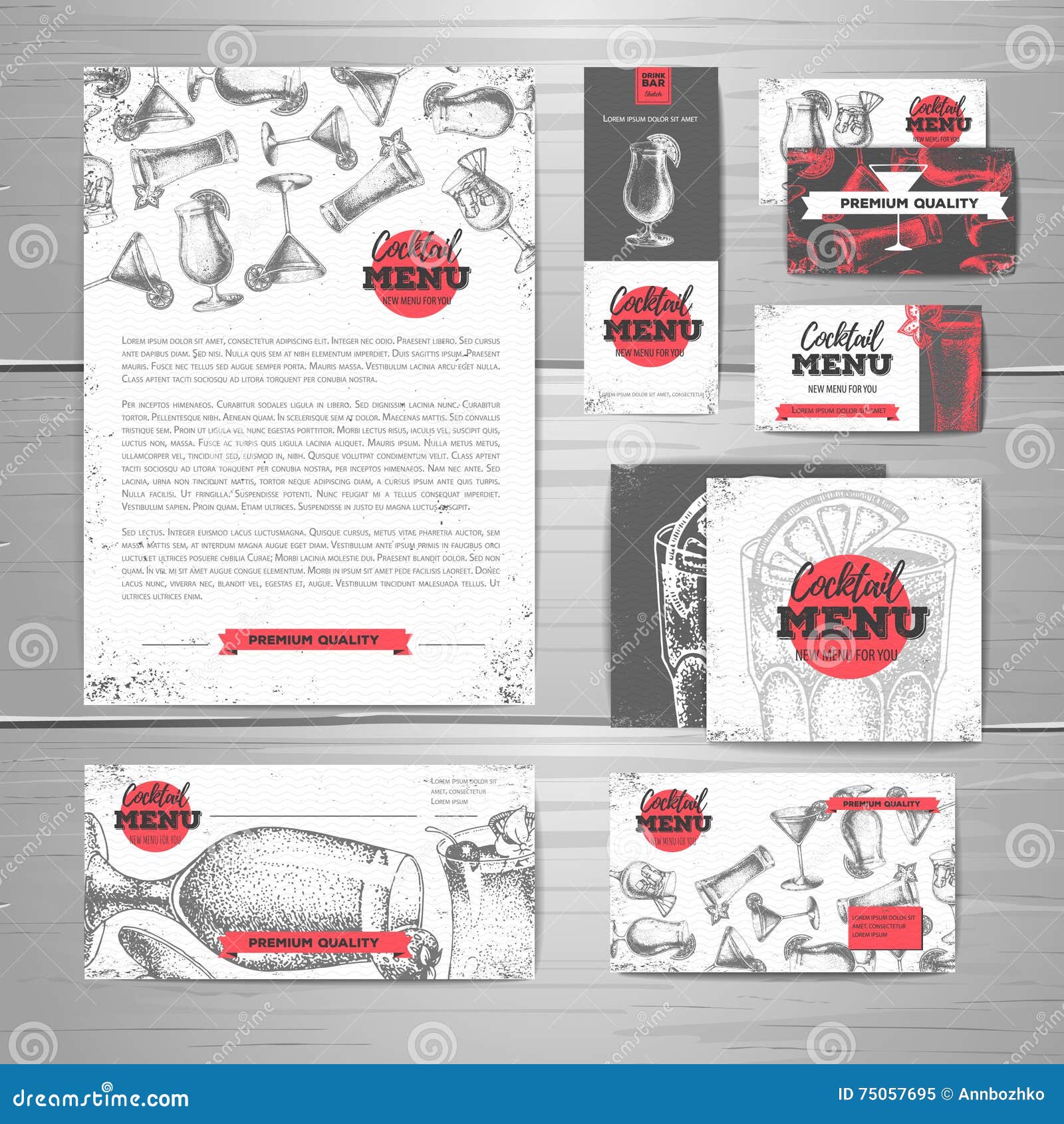 Cocktail Menu Document Template Stock Vector - Illustration of ...