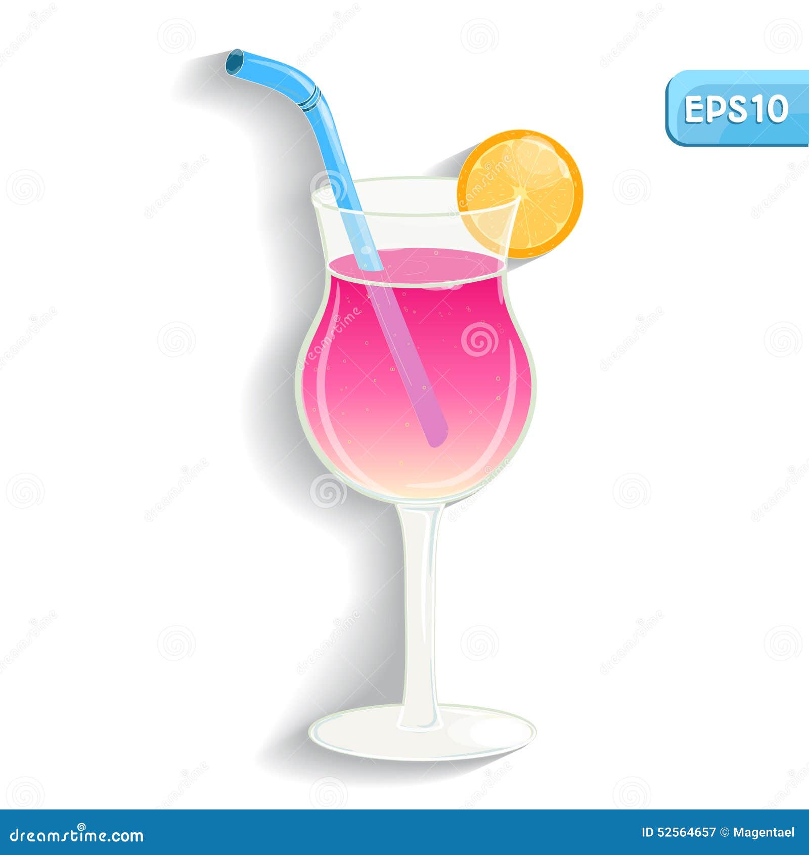 Cocktail Met Stro En Een Plak Van Sinaasappel Stock Illustratie ...