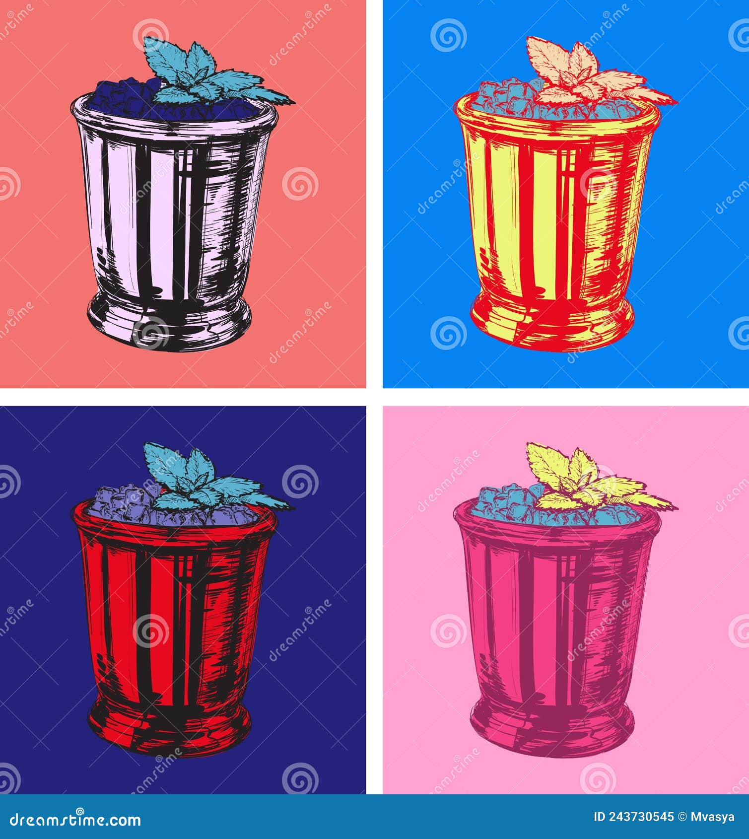 Cocktail Mint Julep for the Derby Hand Drawing Vector Illustration ...