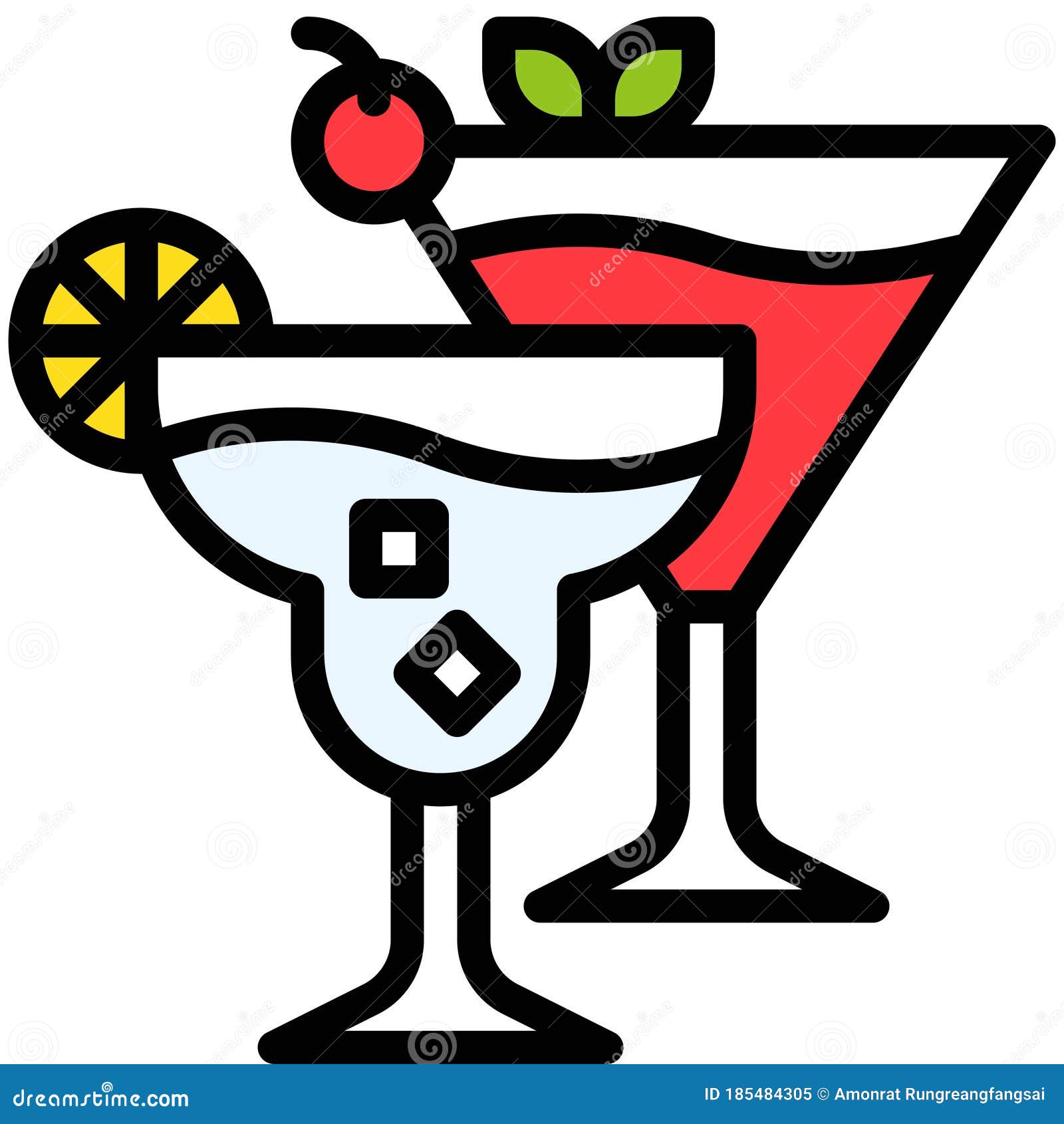 Cocktail and Mocktail Icon, Beverage Filled Vector Illustration Stock ...