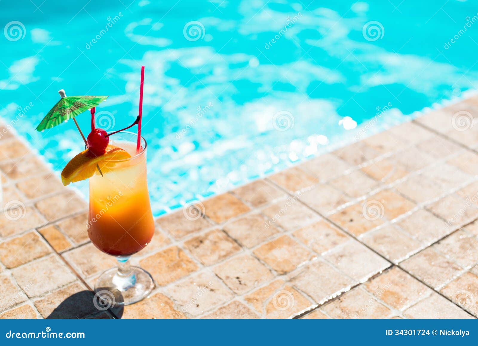 Cocktail Near The Swimming Pool Stock Images - Image: 34301724