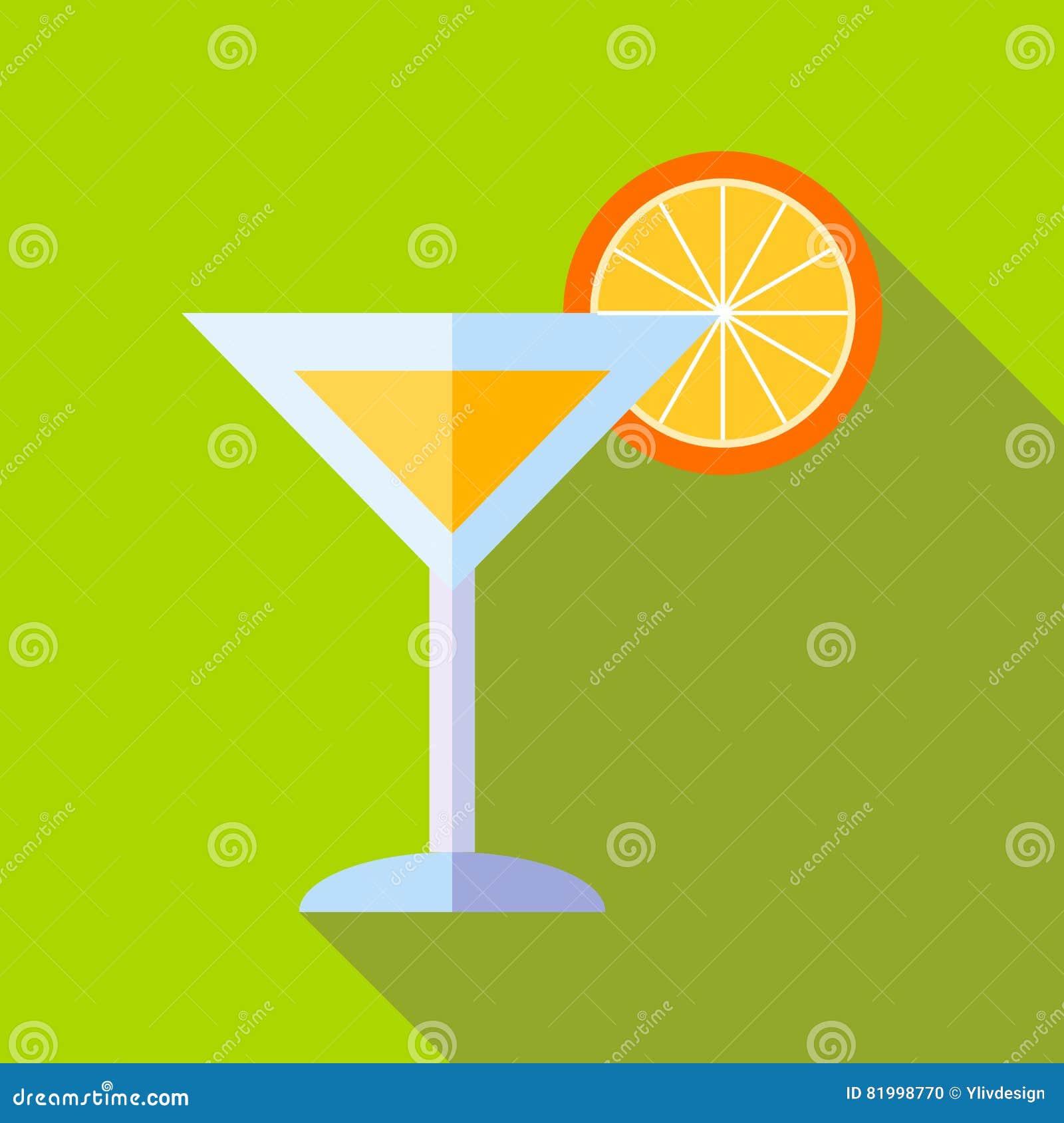 Cocktail with Orange Icon, Flat Style Stock Vector - Illustration of ...