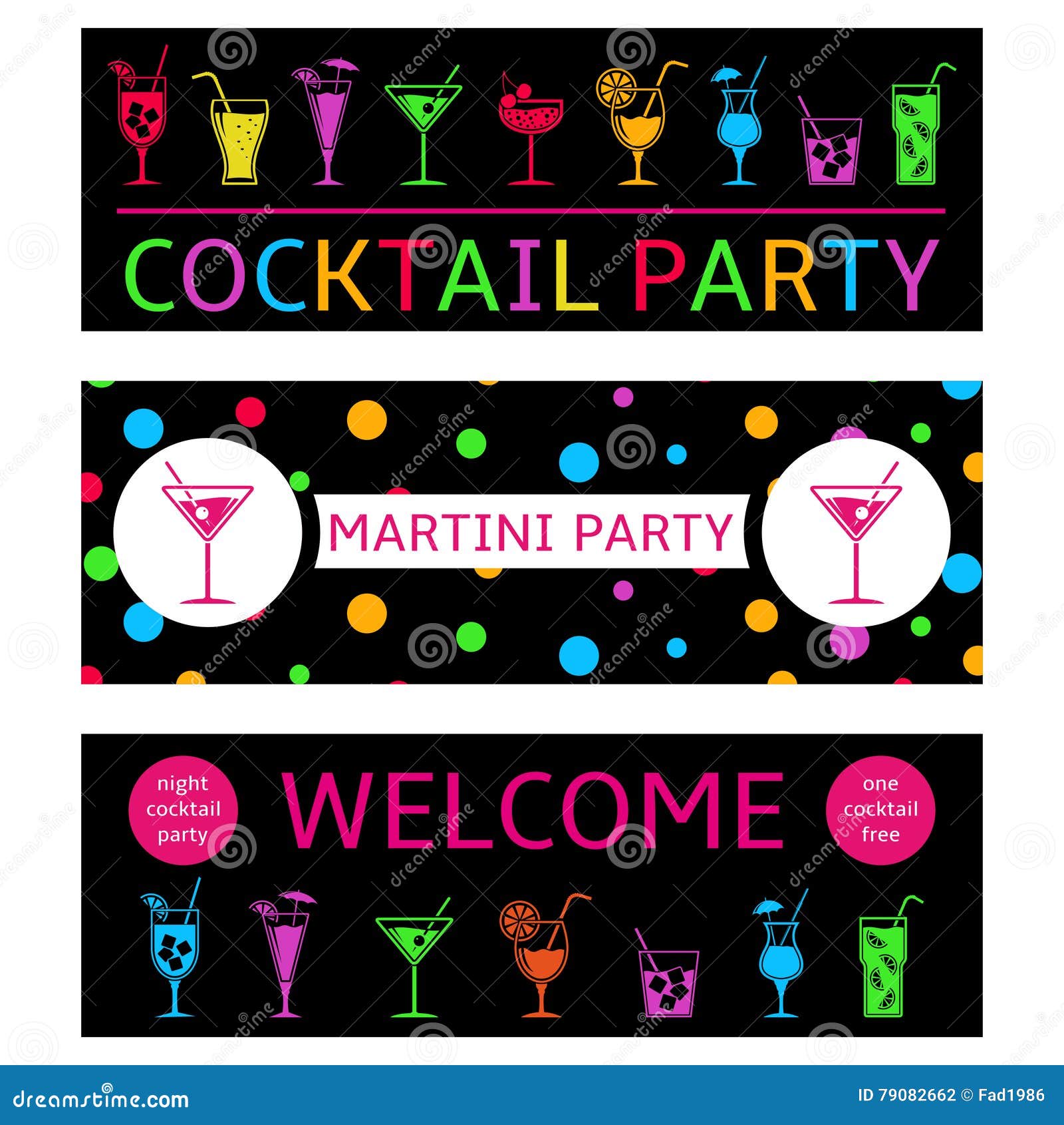 Cocktail Party Banners stock vector. Illustration of margarita - 79082662
