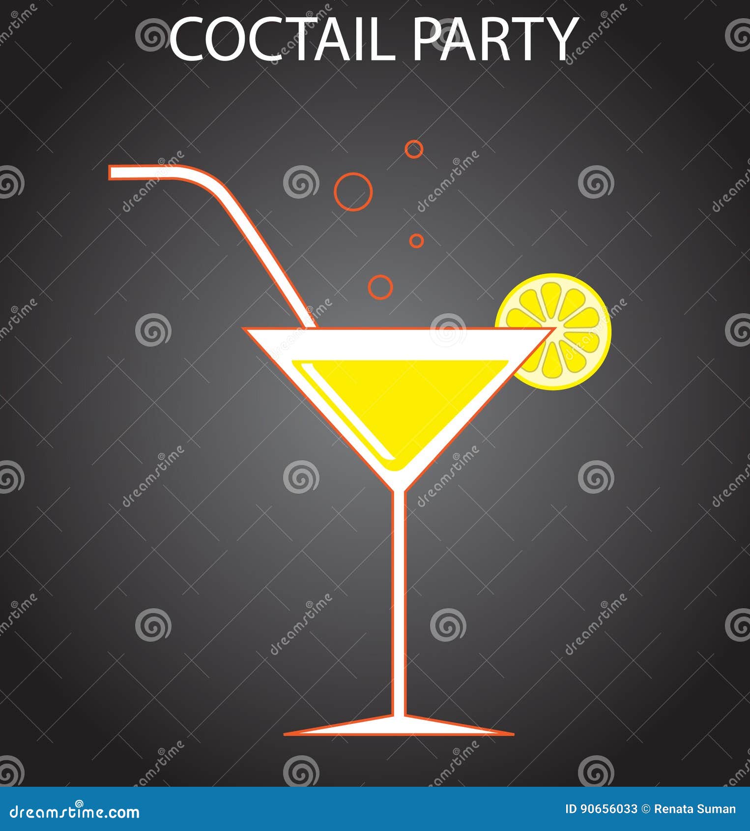 Cocktail party stock vector. Illustration of lemon, design - 90656033