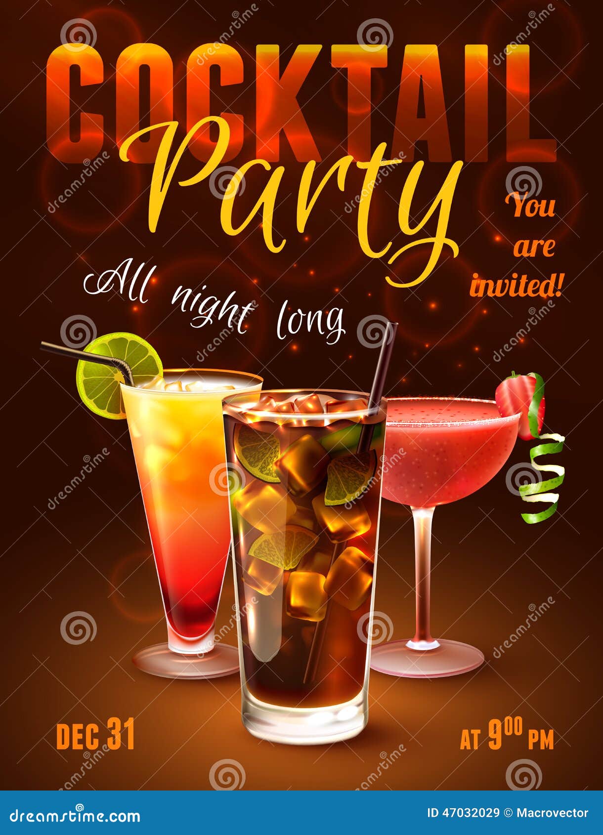 Cocktail party poster stock vector. Illustration of beverage - 47032029
