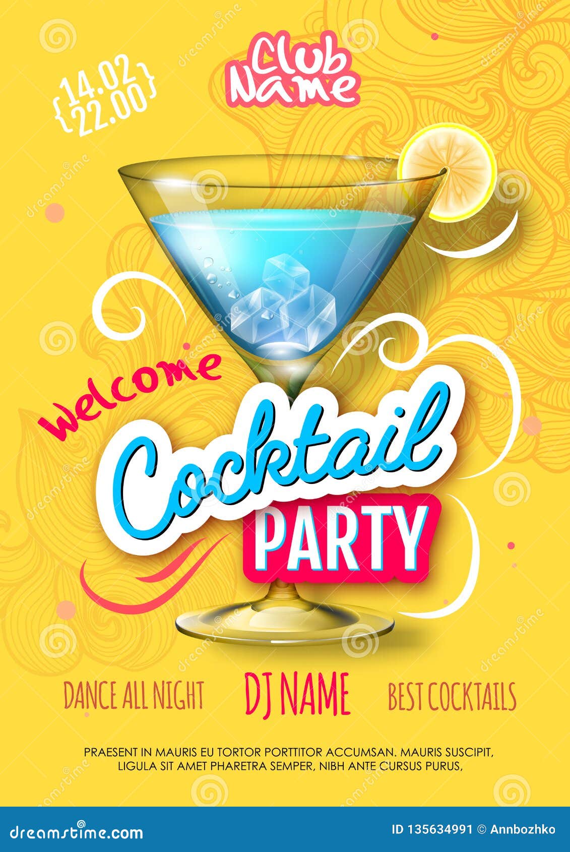 Cocktail Party Poster in Eclectic Modern Style. Stock Vector ...